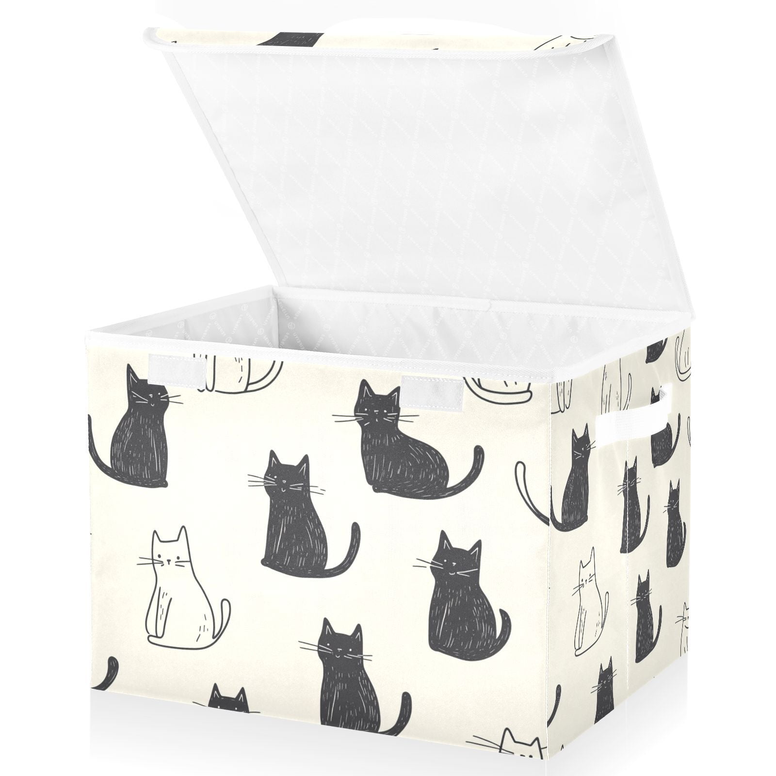 Cats in Cream Background Storage Basket for Shelves Foldable Container ...