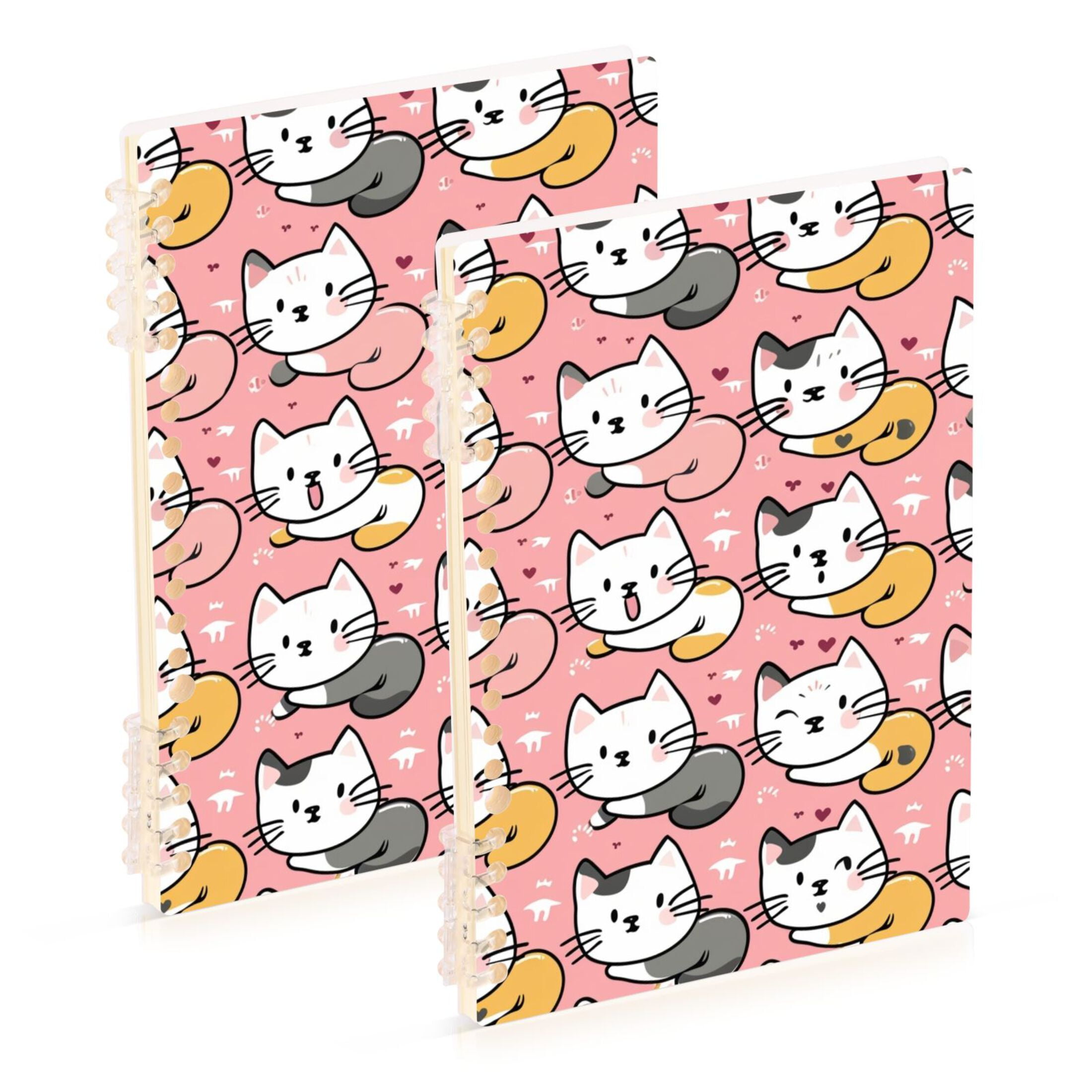 Cats in Pink Ring Binder Notebook Journey Note Diary College Ruled ...