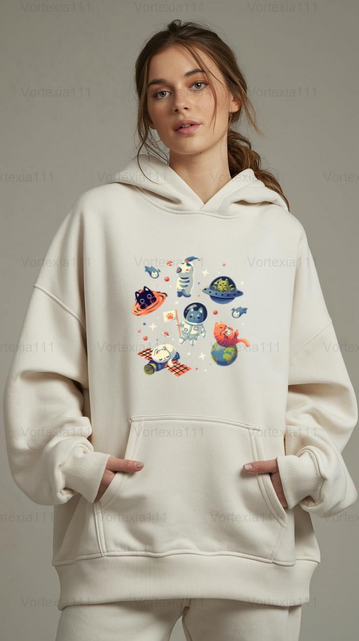 Cats in Space Cosmic Galactic Feline Explorer Hoodie - Walmart.com