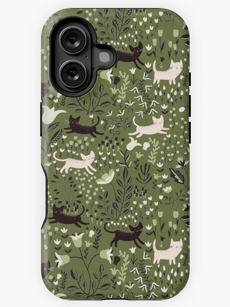 Cats in the Garden Pattern iPhone Case 11 12 13 14 15 16 Pro Max ...
