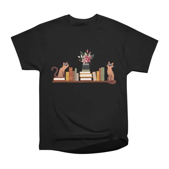 Cats on Bookshelf with Jane Austen Books T-Shirt Tee Gift For Him Merch ...