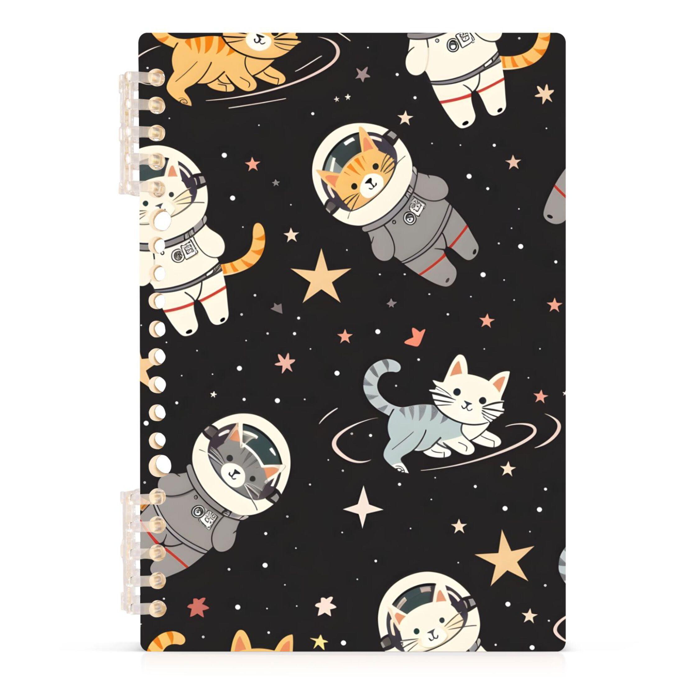Cats on Space Spiral Journal Notebook College Ruled Notebook 8.3" x 5.7 ...