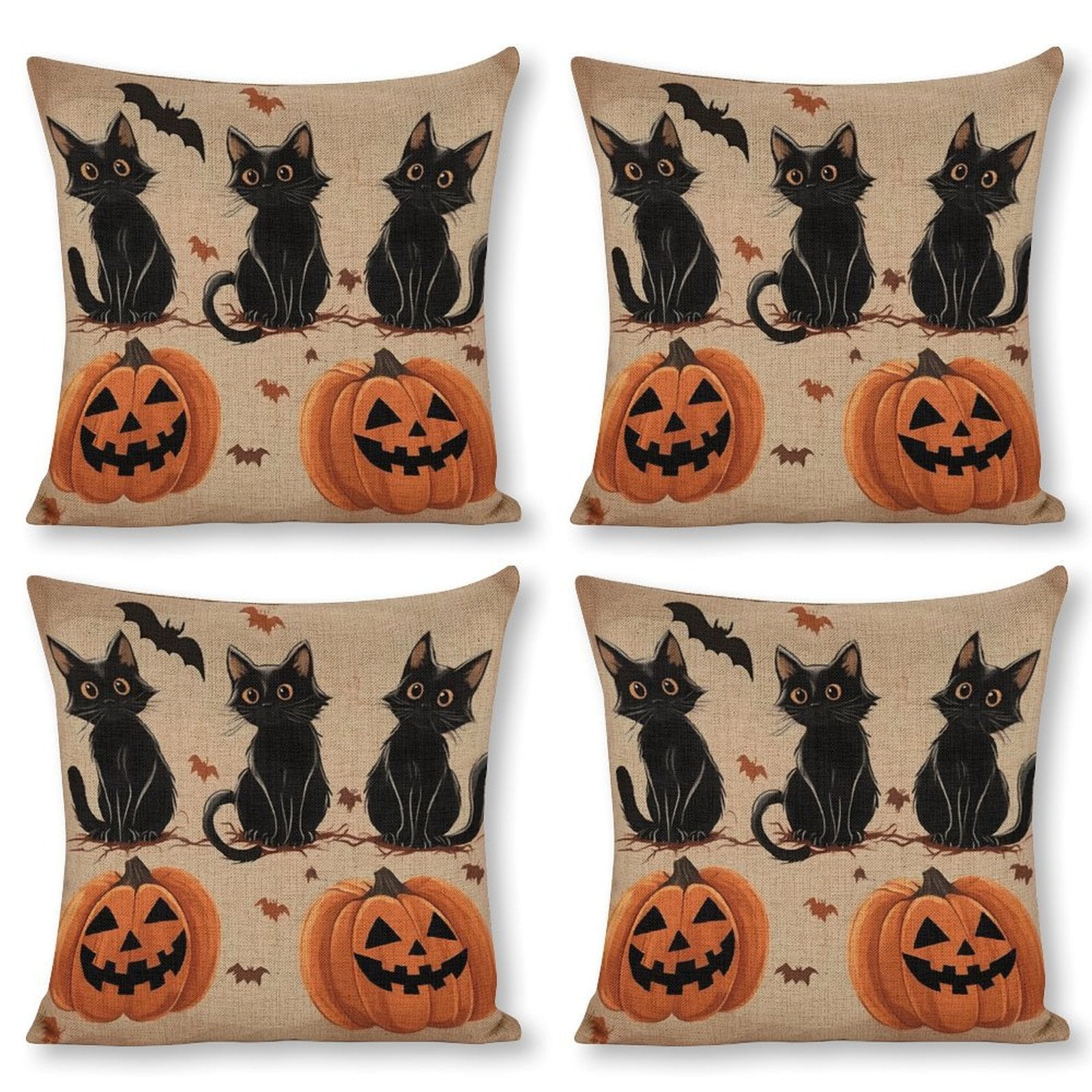 Cats pumpkins Halloween Linen toss pillowcase decoration pillowcase ...