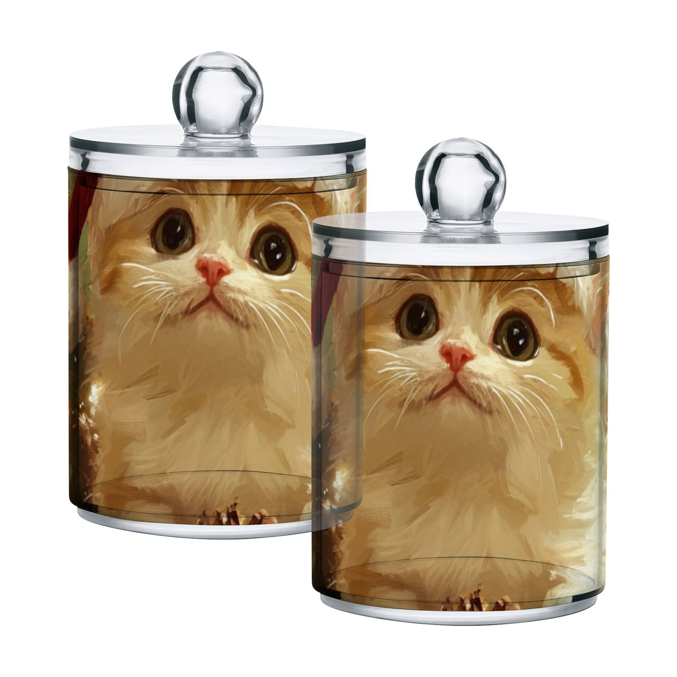 Cats with Christmas Hat Presents Tree Translucent Plastic Cans Storage ...