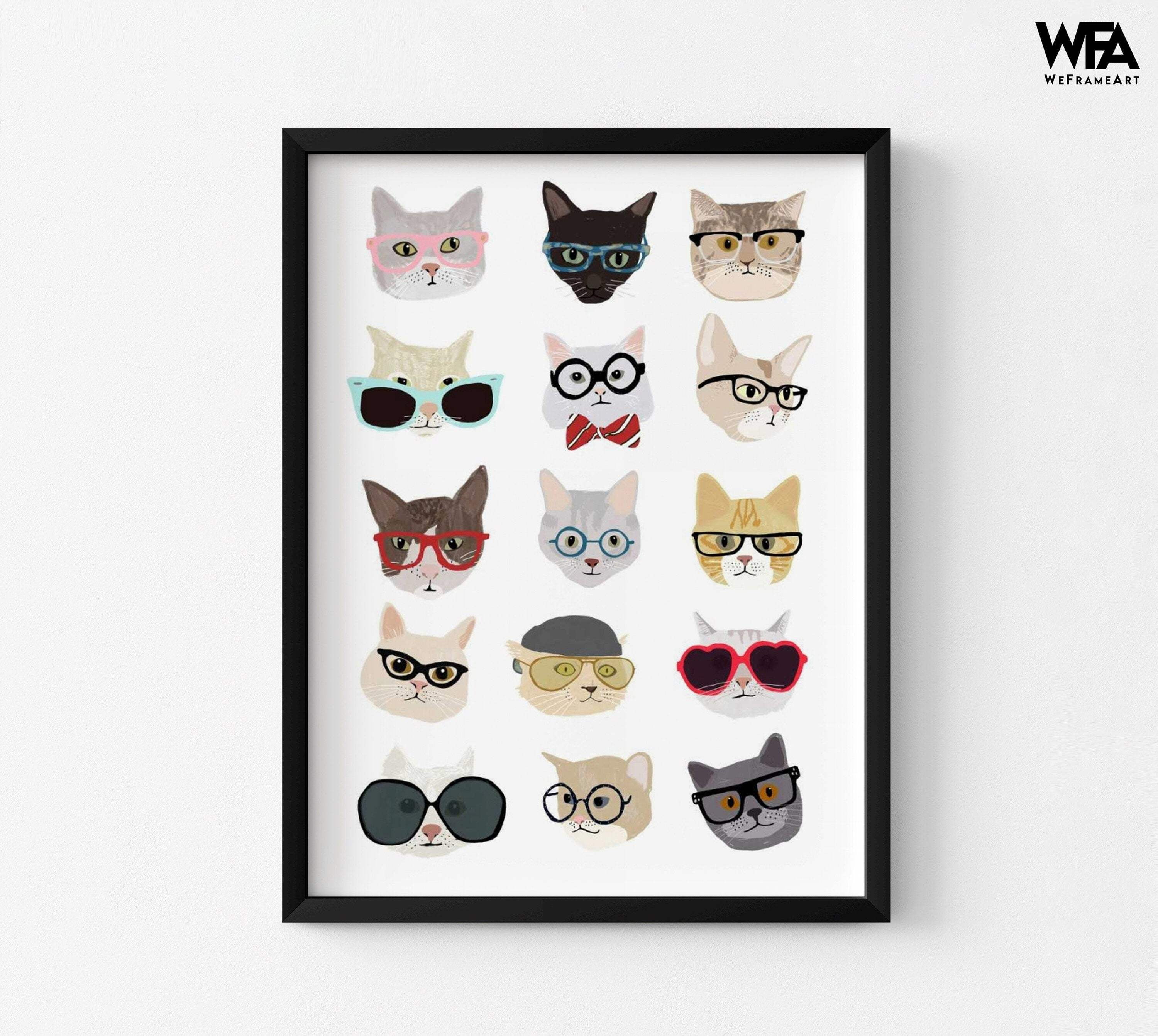 Cats with Glasses by Hanna Melin, Cute Kitten Wall Art, Baby Cat ...