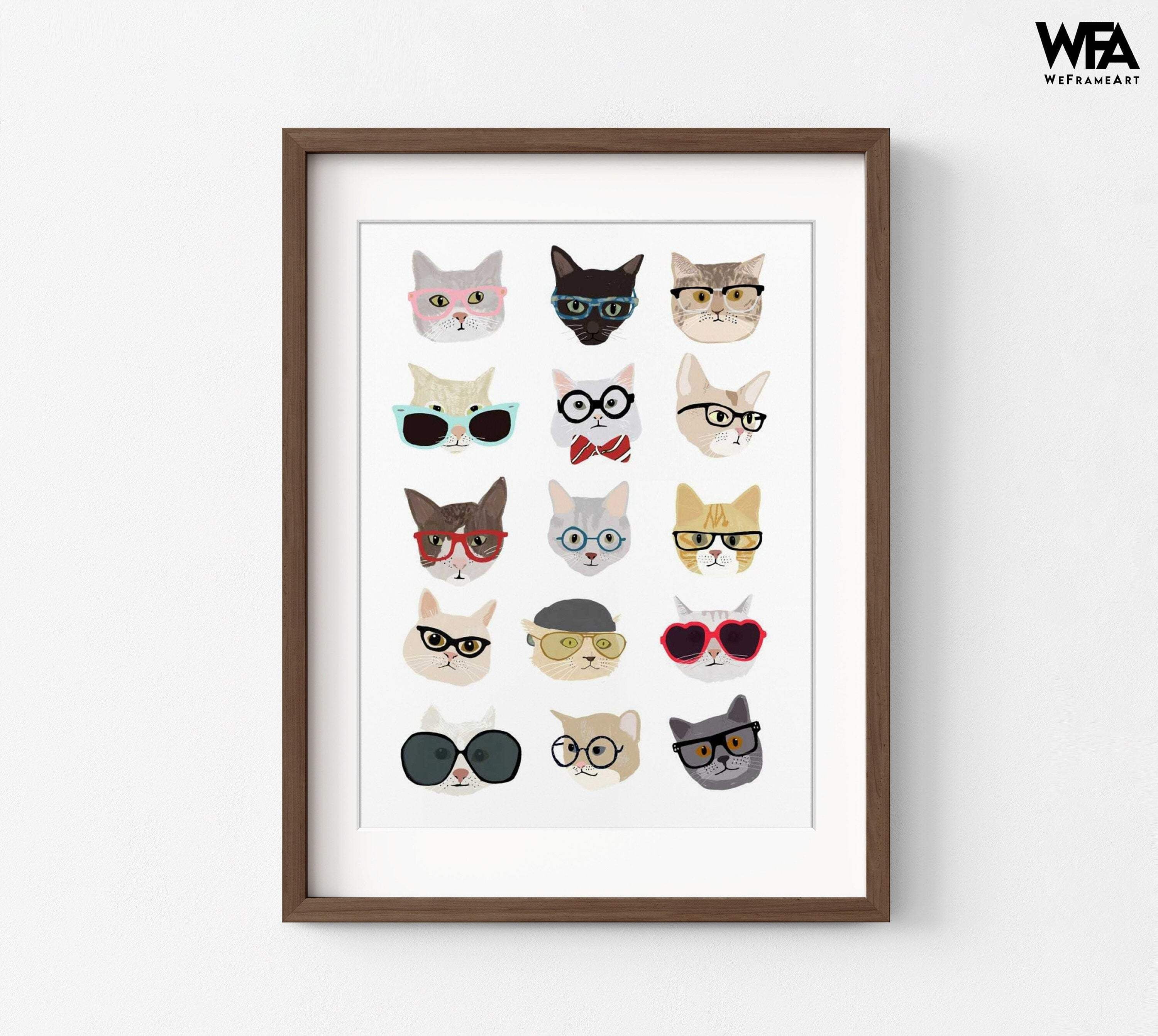 Cats with Glasses by Hanna Melin, Cute Kitten Wall Art, Baby Cat ...