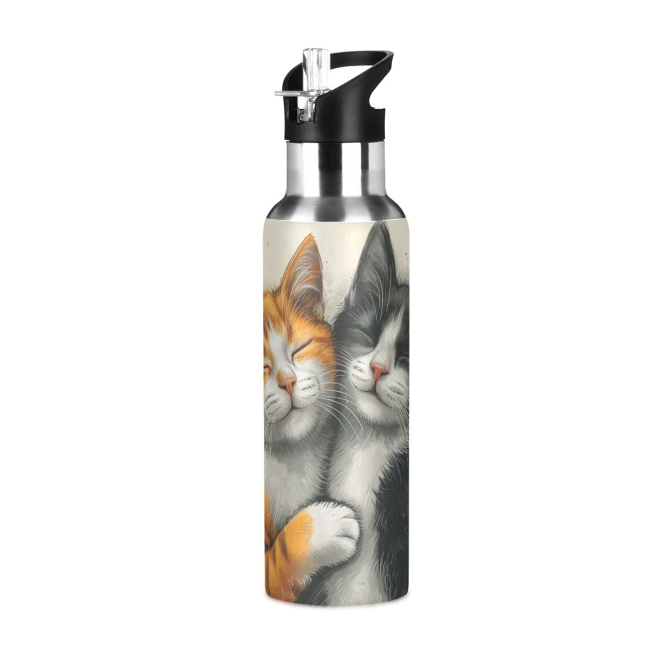 Cats with Heart Water Bottles Insulated Thermos Kids Stainless Steel ...