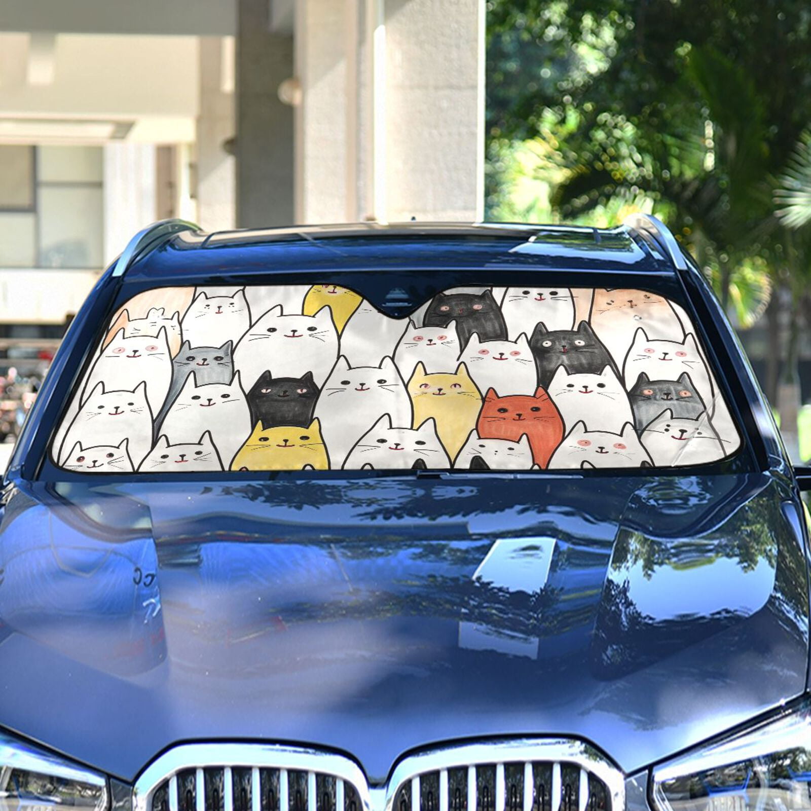 Cats with White Automotive Front Car Windshield Sun Shade Reflector ...