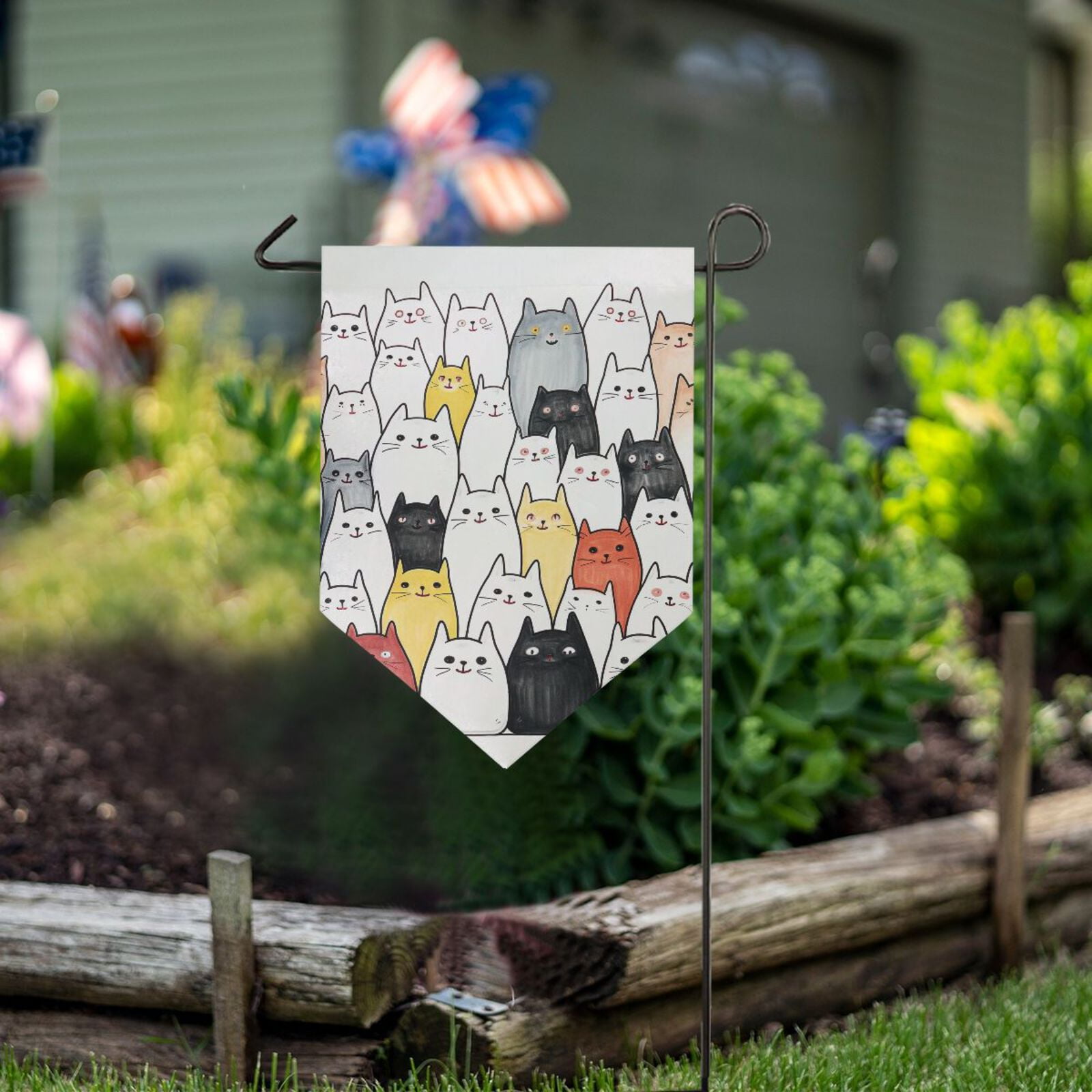 Cats with White Garden Flag 18" x 12.5" Double Sided Yard Lawn Outdoor ...