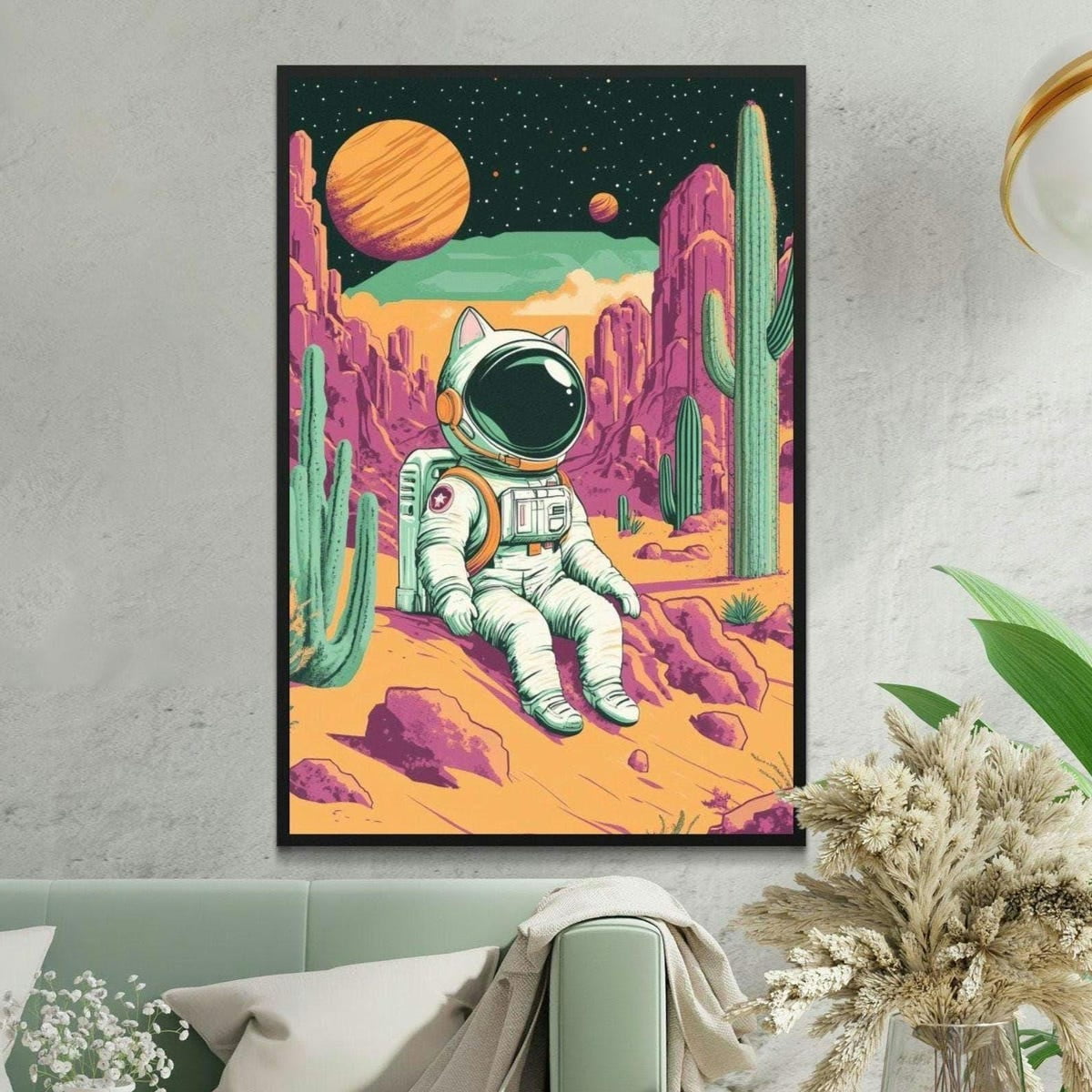 Catstronaut Posters, Desert Scene, Space Cat Art, Retro Planet Posters ...