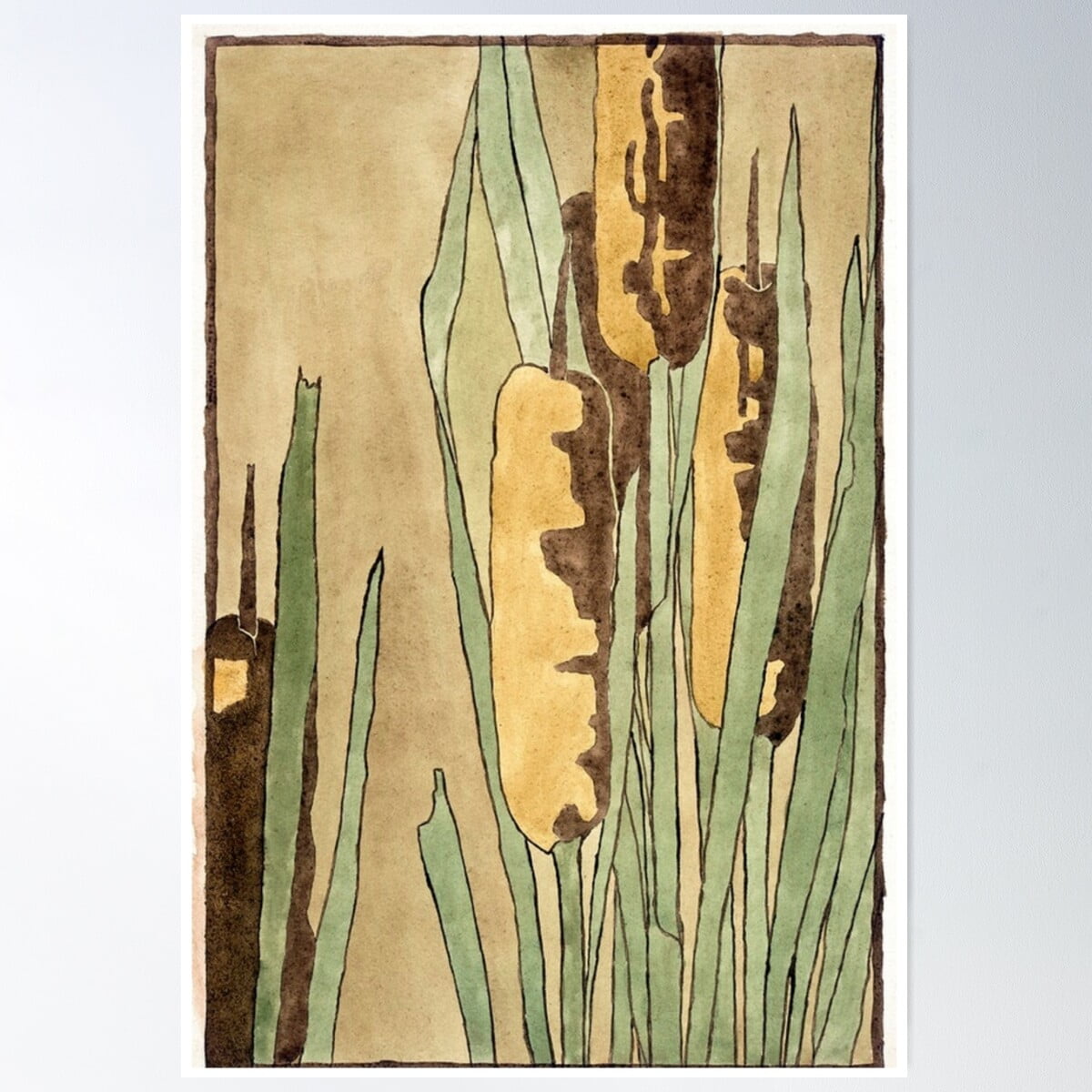 Cattail (1915) By Hannah Borger Overbeck Poster Wall Art, Modern Wall ...