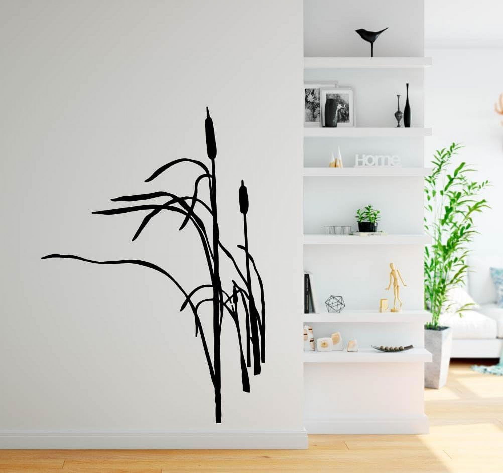 Cattails Wall Vinyl Home Decoration - 20" high x 14" Wide - Walmart.com
