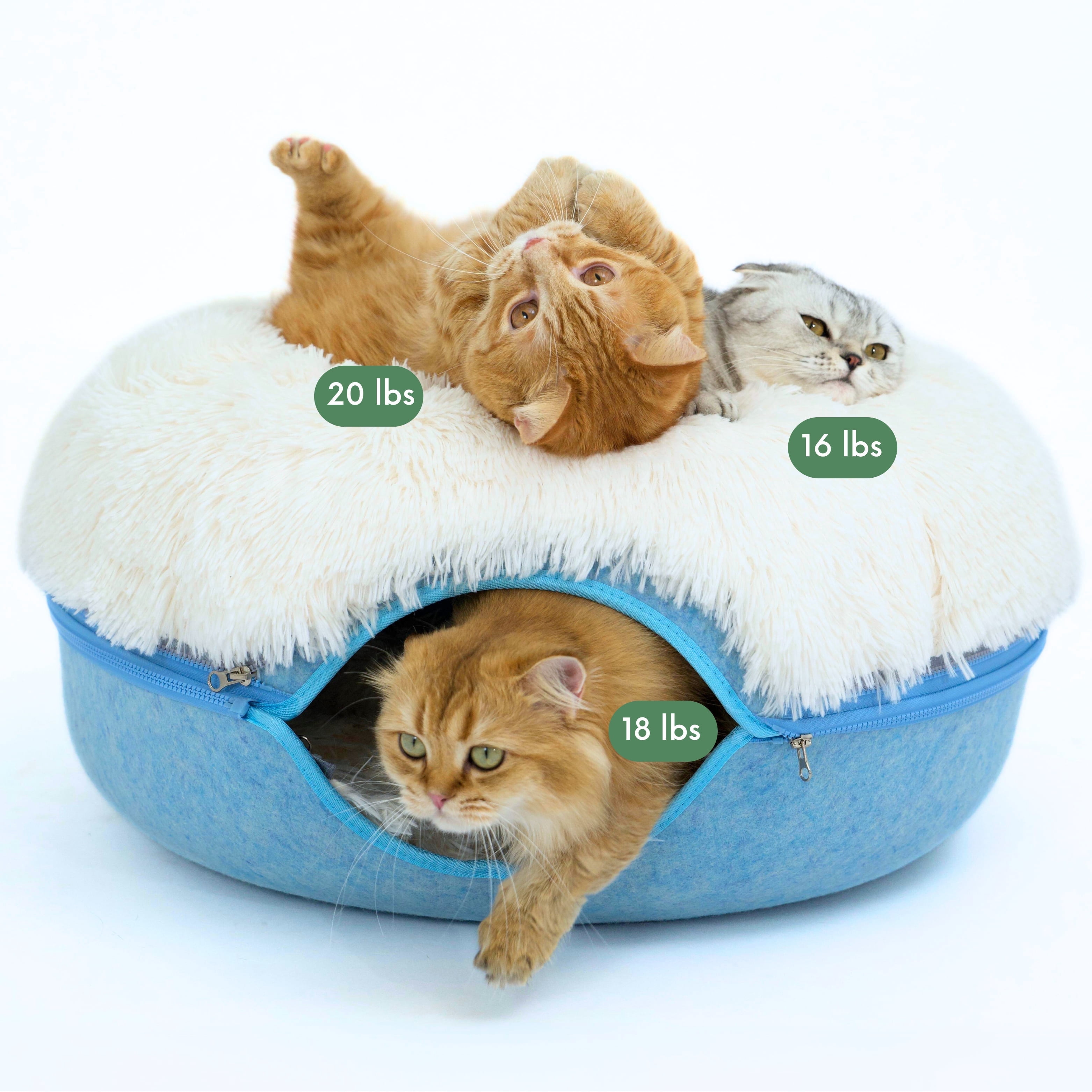 Cattasaurus Calming Donut Cat Cave for Multiple & Large Cats Up to 30 ...