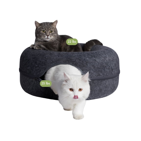 Cattasaurus, Large Cat Cave Tunnel Bed, Dark Gray, Detachable Tunnel ...