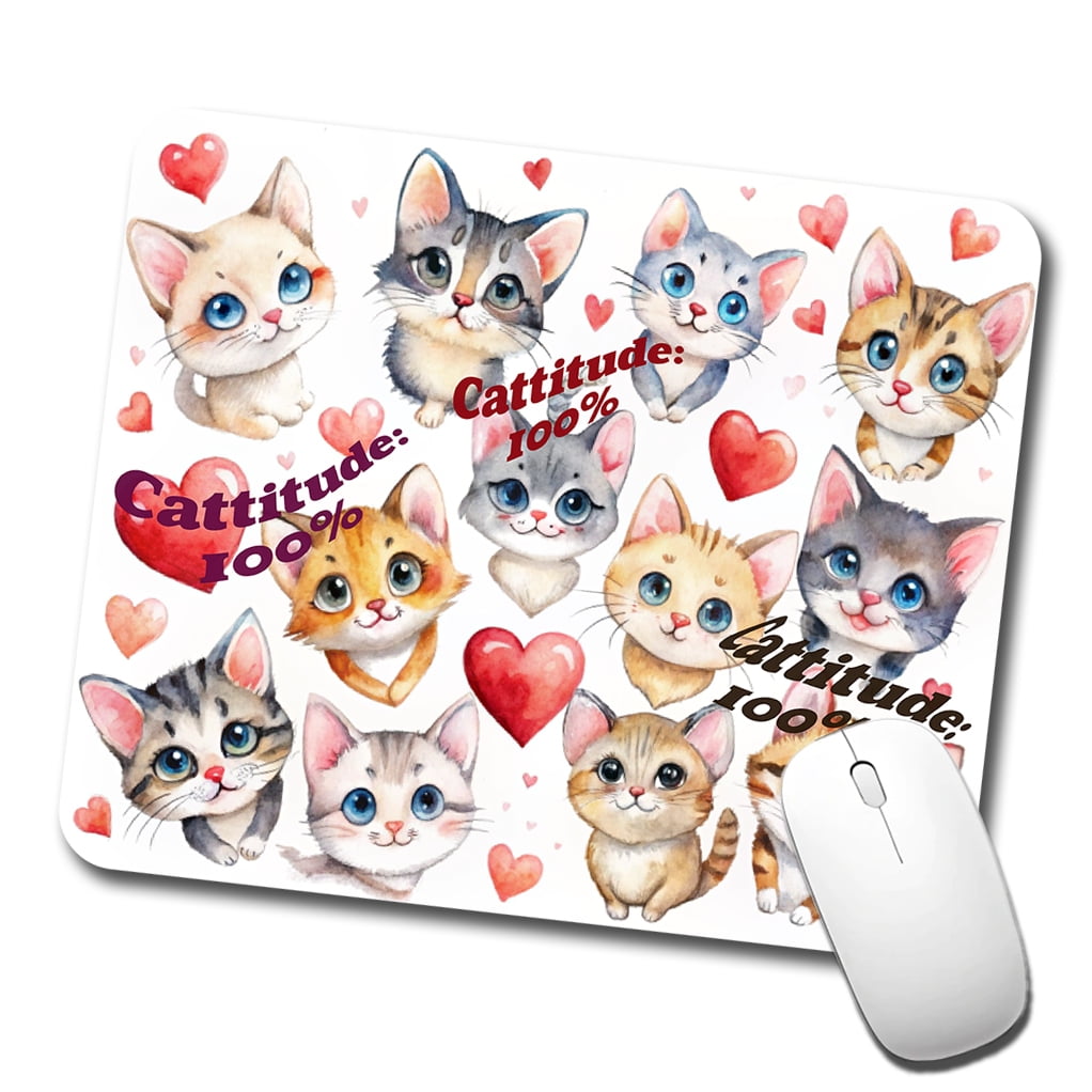 Cattitude 100 Percent Funny Cat Lovers Mouse Pad Low Profile Gaming Mat ...