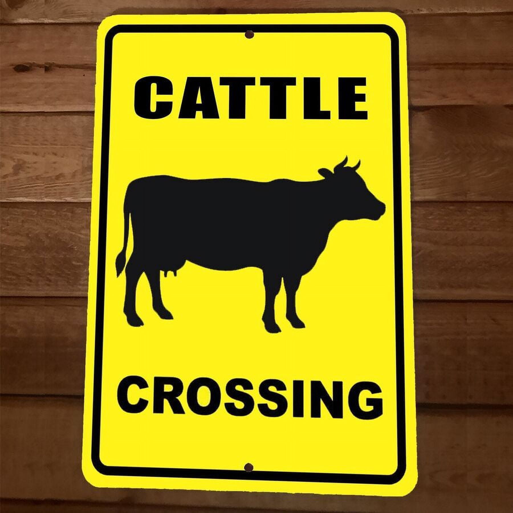 Cattle Cow Crossing metal aluminium Wall Sign Animal Poster (8 x 12 ...