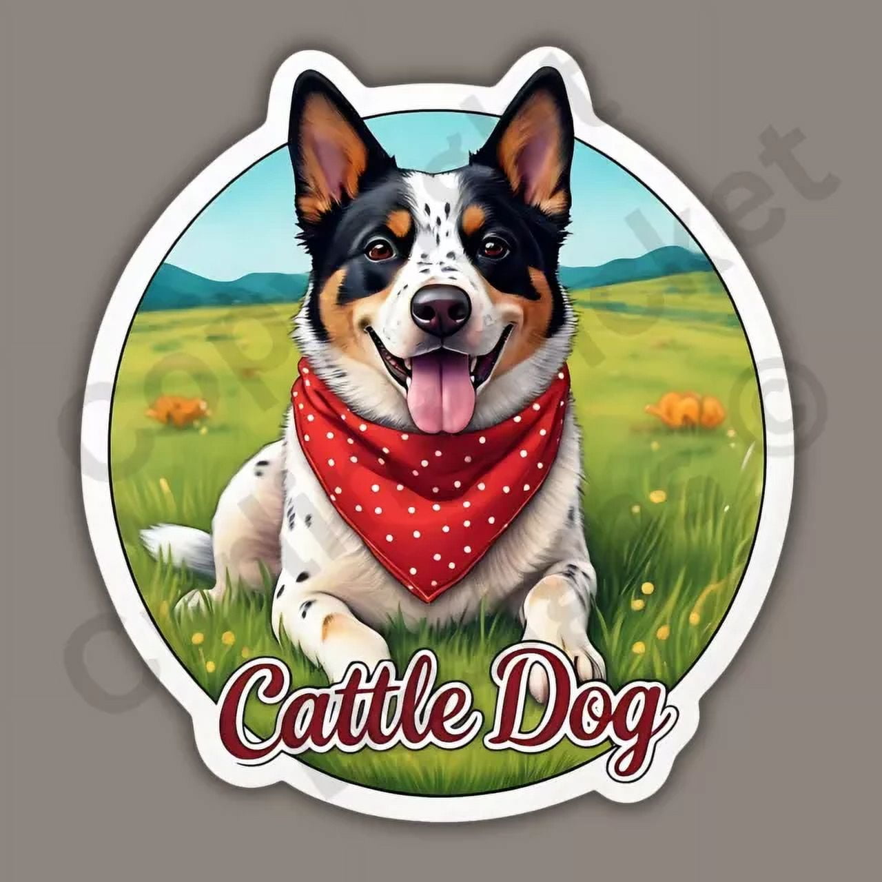 Cattle Dog Breed Wearing Bandana Cute Sticker Phone Decal Water Bottle ...