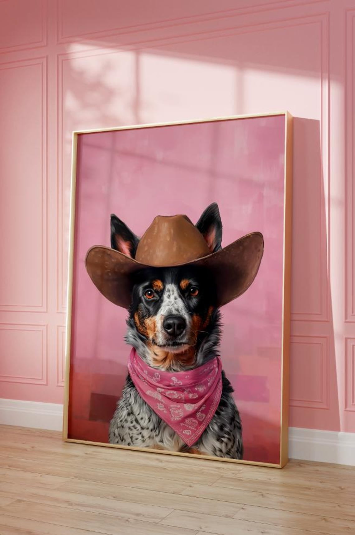 Cattle Dog Cowgirl Hat Print, Pink Print, Vintage Art, Western Girly ...