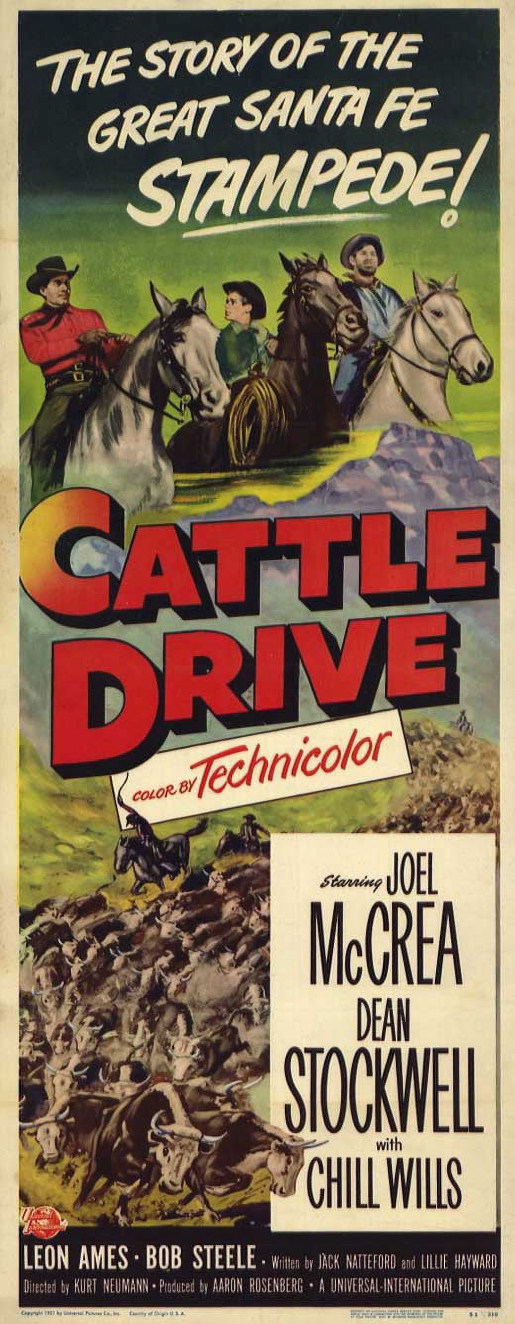 Cattle Drive - movie POSTER (Insert Style A) (14" x 36") (1951 ...