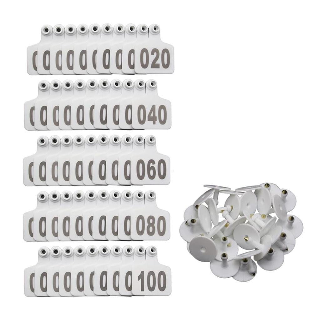 Cattle Ear Tag 1-100 Number Plastic Livestock Tags for Cow Sheep Pigs ...