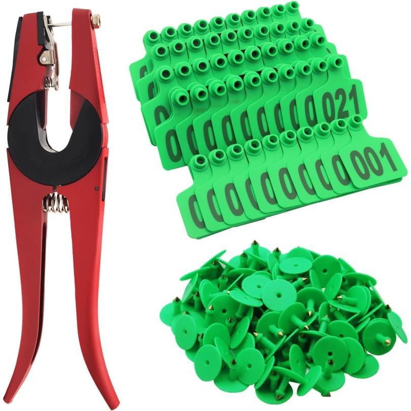 Cattle Ear Tags Numbered 001-100 with Pliers, Plastic Livestock Animal ...