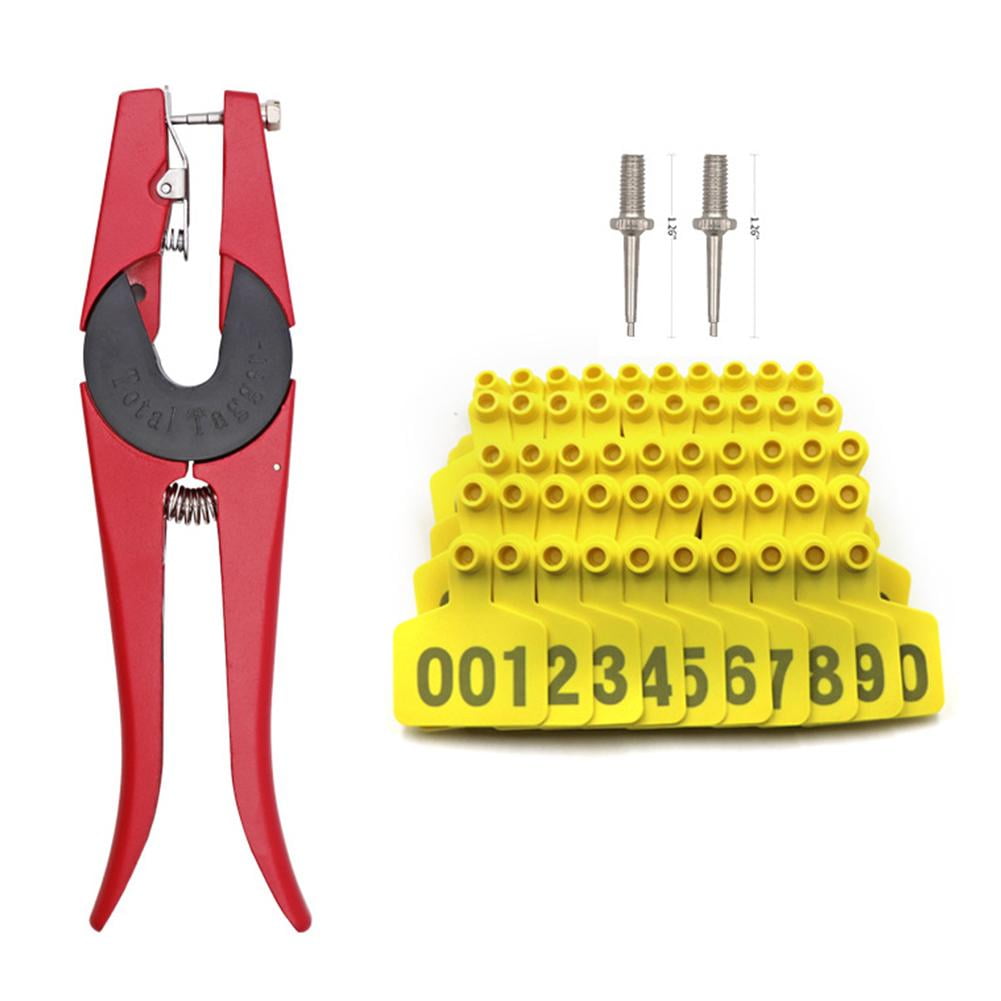 Cattle Ear Tags Numbered 001-100 with Pliers, Plastic Livestock Ear Tag ...