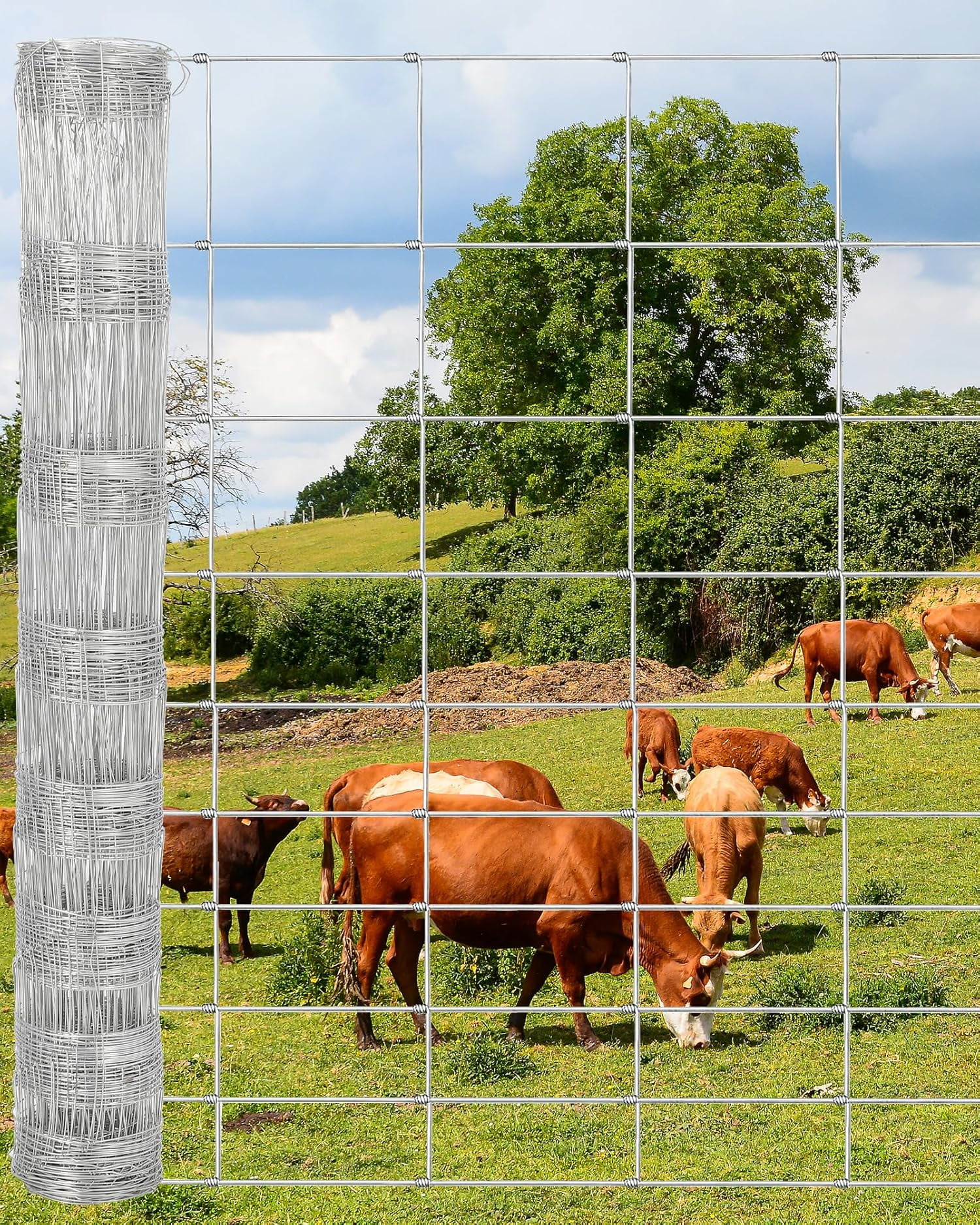Cattle Farm Fence, 5x164ft Galvanized Wire Fencing 14GA Heavy Zinc ...