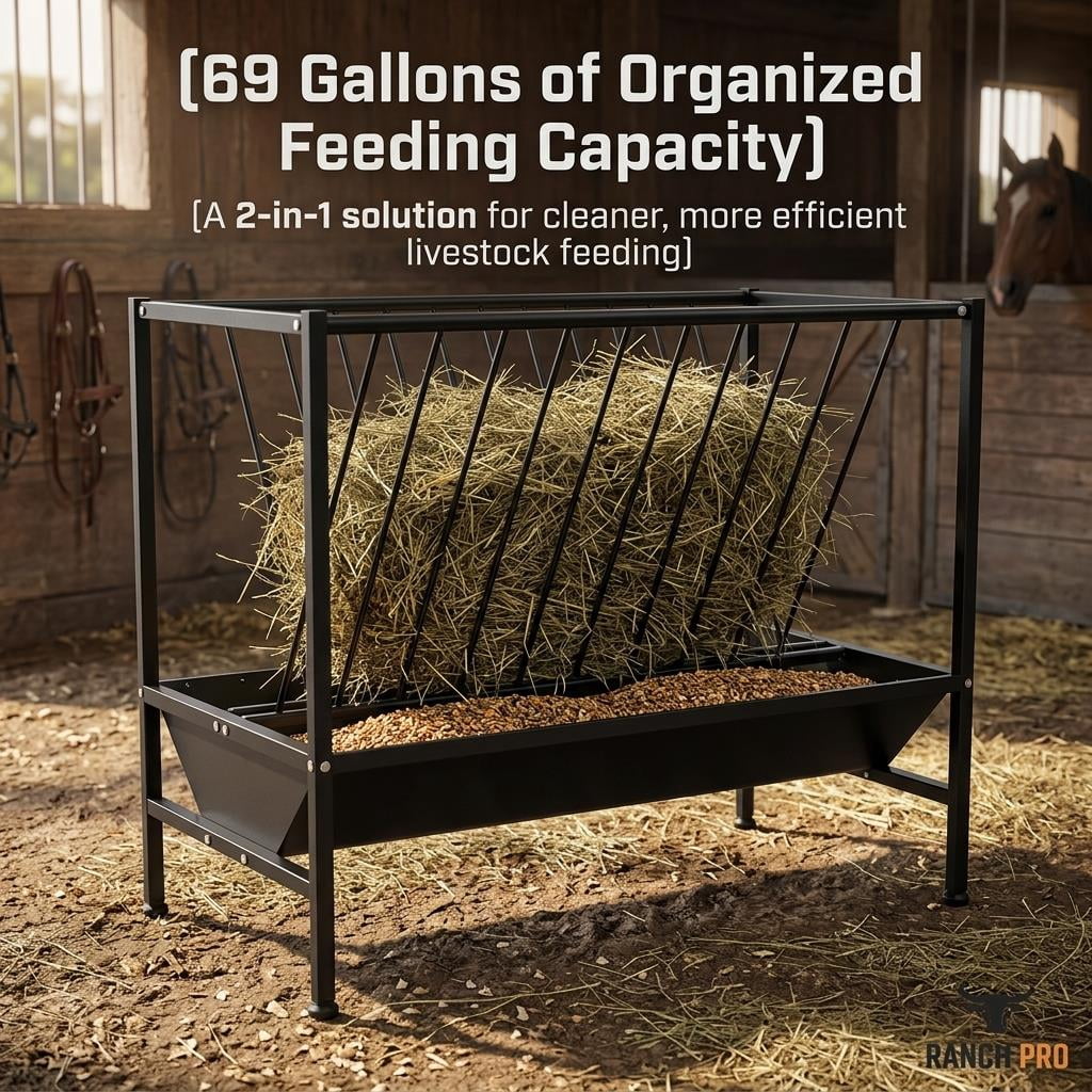 Cattle Feeder, Dual Layer Livestock Sheep Goat Feeder, Anti Waste ...