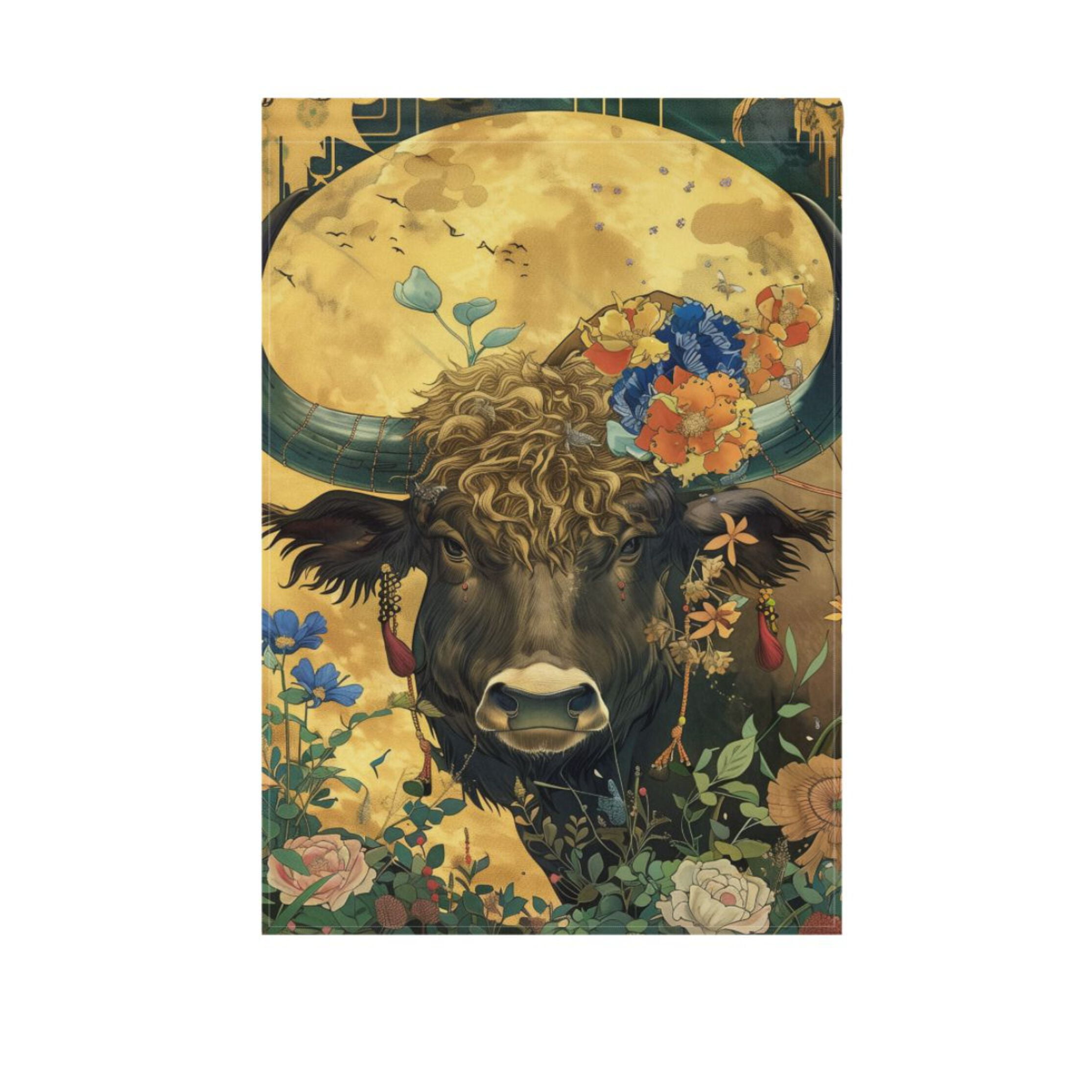 Cattle Flower Moon Garden Flag 28X40 Double Sided Yard Flags for ...