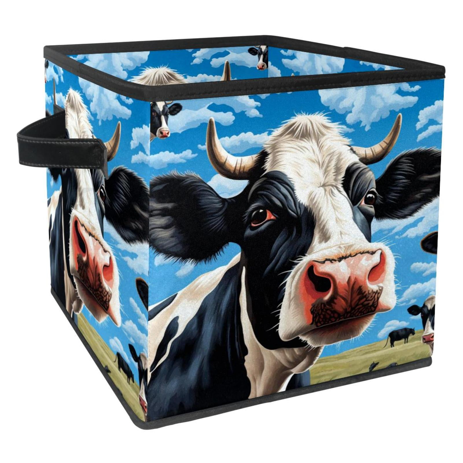 Cattle Foldable Toy Box with Handle, 10.8"x10.5"x10.6", Large Capacity Storage Bins, Storage ...
