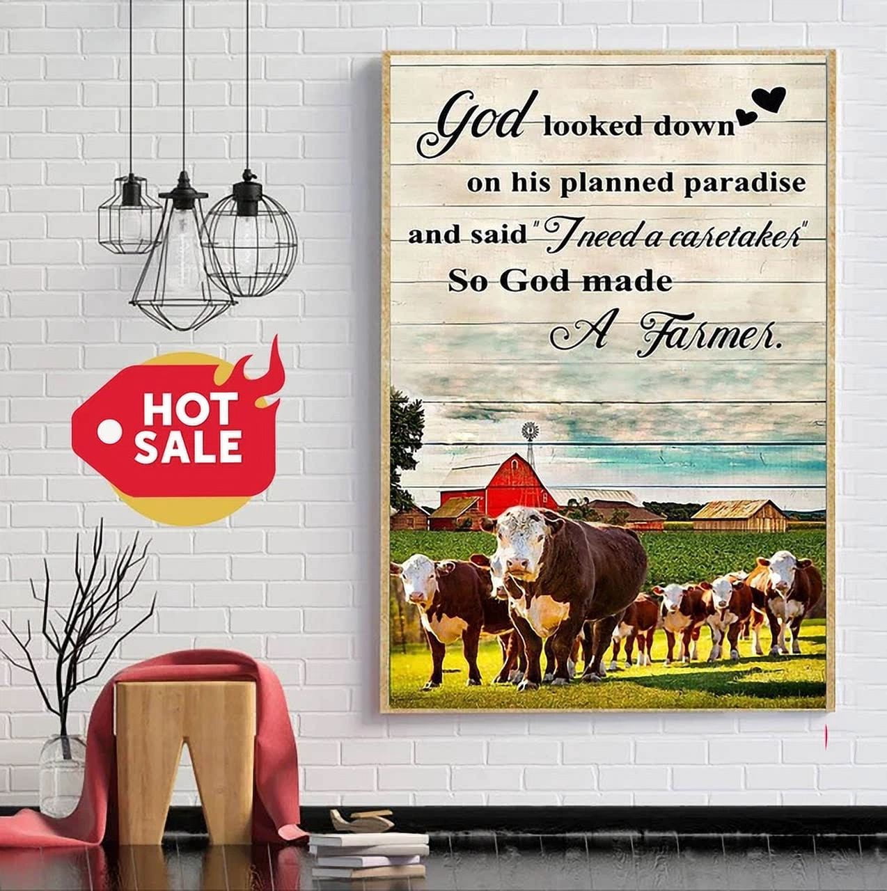 Cattle God Look Down On His Planed Paradise NO FRAMED POSTER Home Decor ...