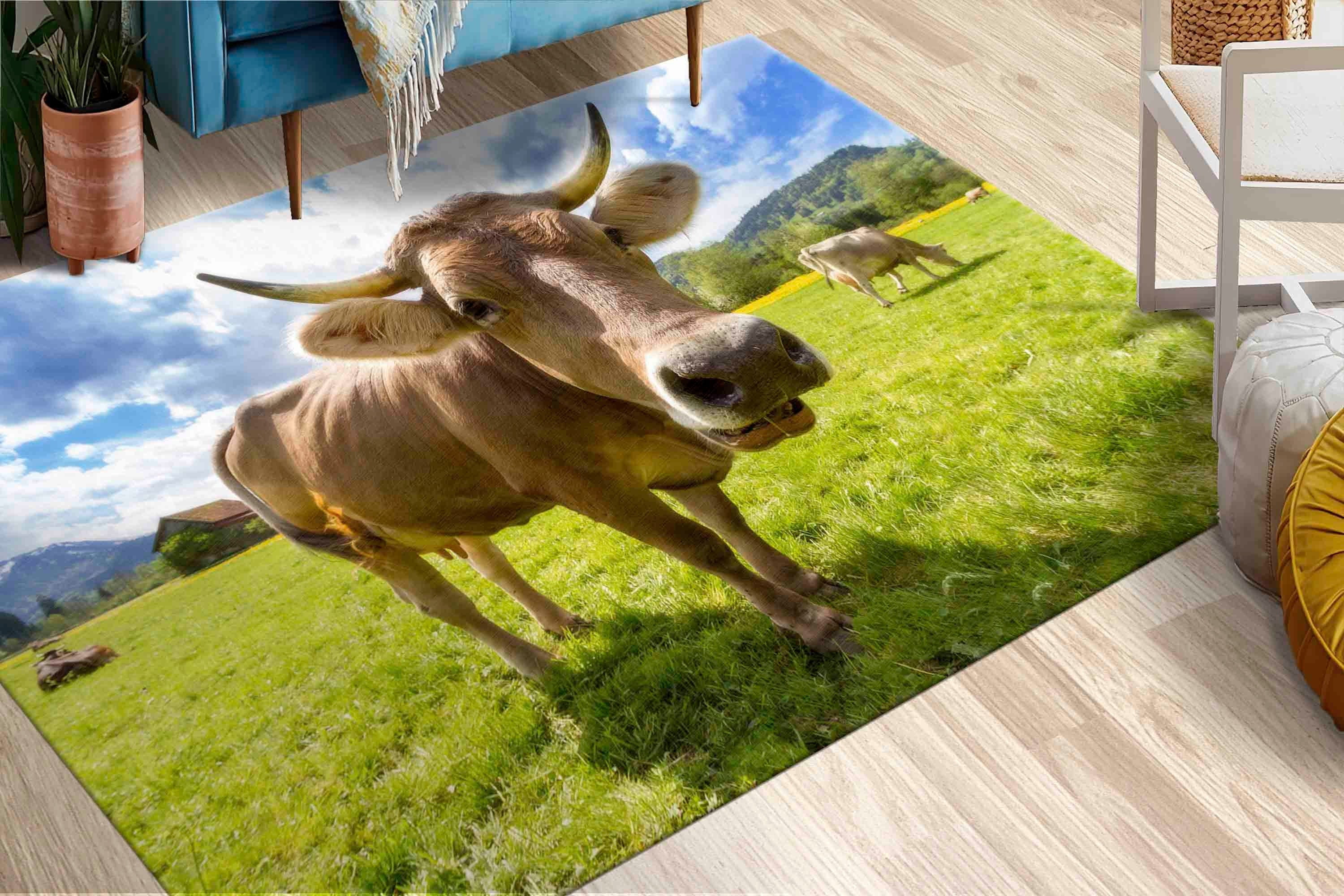 Cattle Head Rug, Farm Rug, Cow Rug, Animal Rug, Luxury Rug, Gift For ...