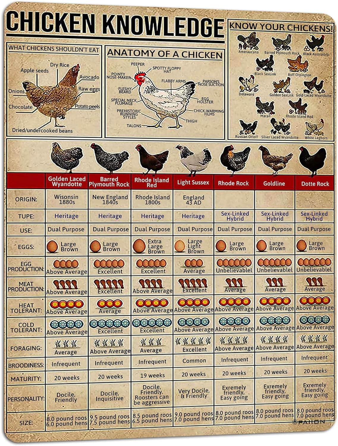 Cattle Knowledge Metal Tin Sign Breed Information Poster Animal Farm ...