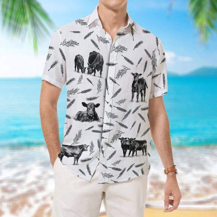 Cattle Pattern - Hawaiian Shirt, Unisex Print Aloha Casual Shirt, Cow ...