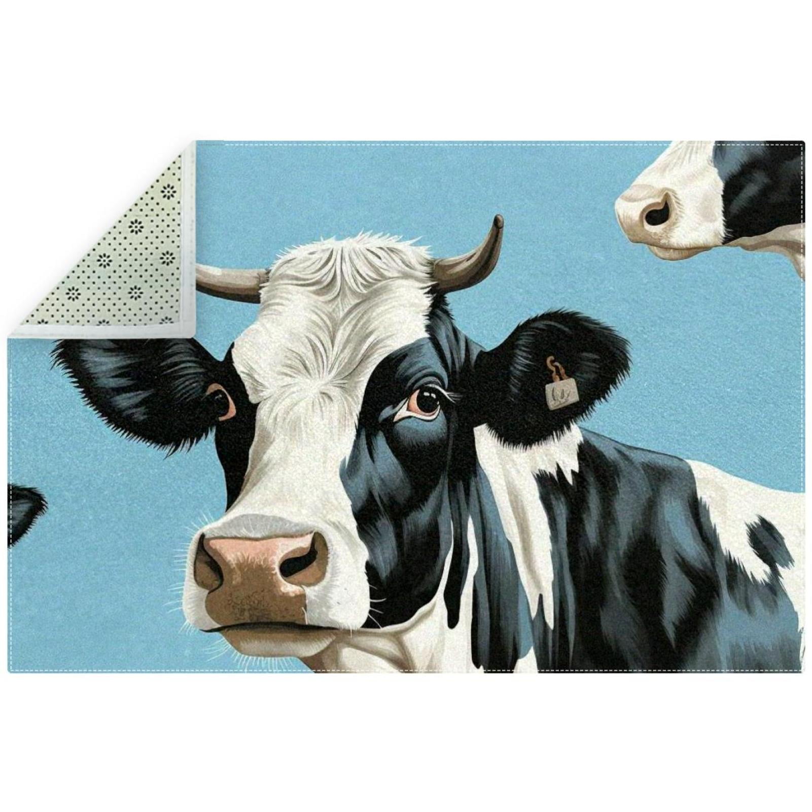 Cattle Polyester Welcome Mat - Indoor/Outdoor Door Mat with Right-Angle ...