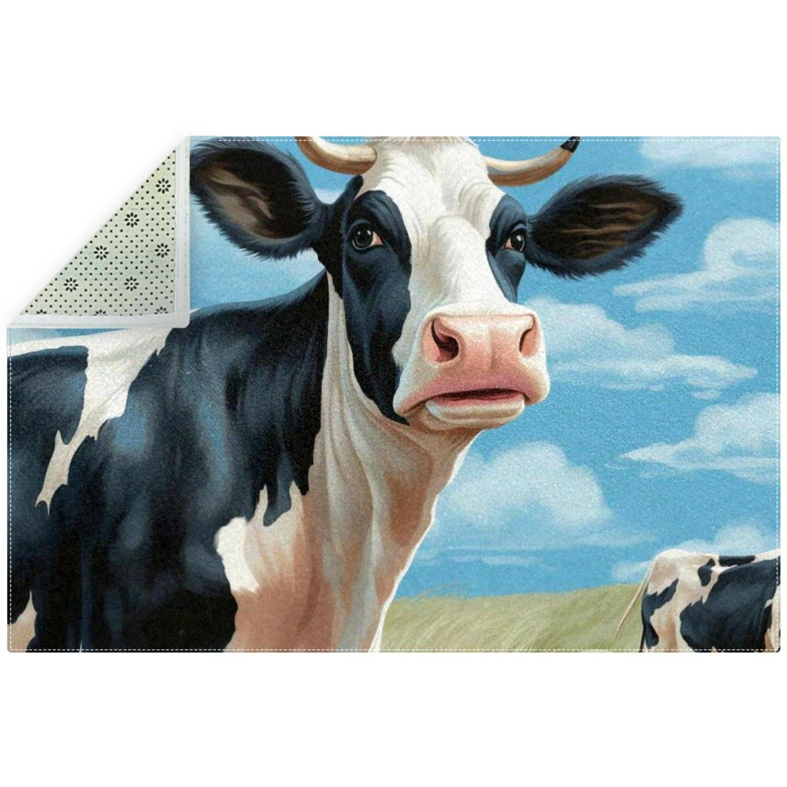 Cattle Polyester Welcome Mat - Indoor/Outdoor Door Mat with Right-Angle ...
