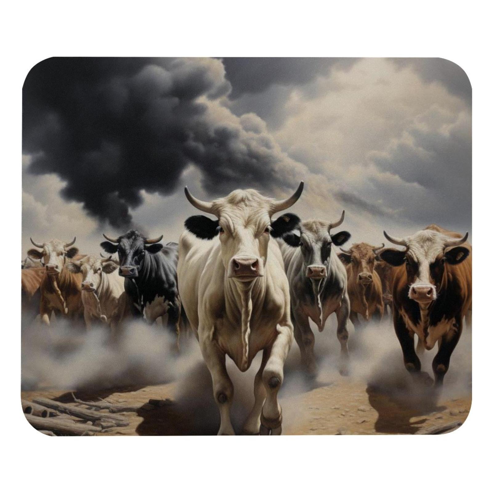 Cattle Printed Gaming Mousepad Desk Pad, Square 8.3x9.8 Inch Non-Slip ...