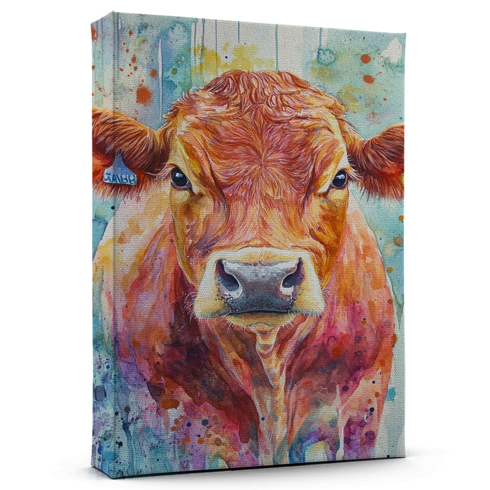 Cattle Red Angus Canvas Wall Art Decor, Colorful Cattle Red Angus Art ...