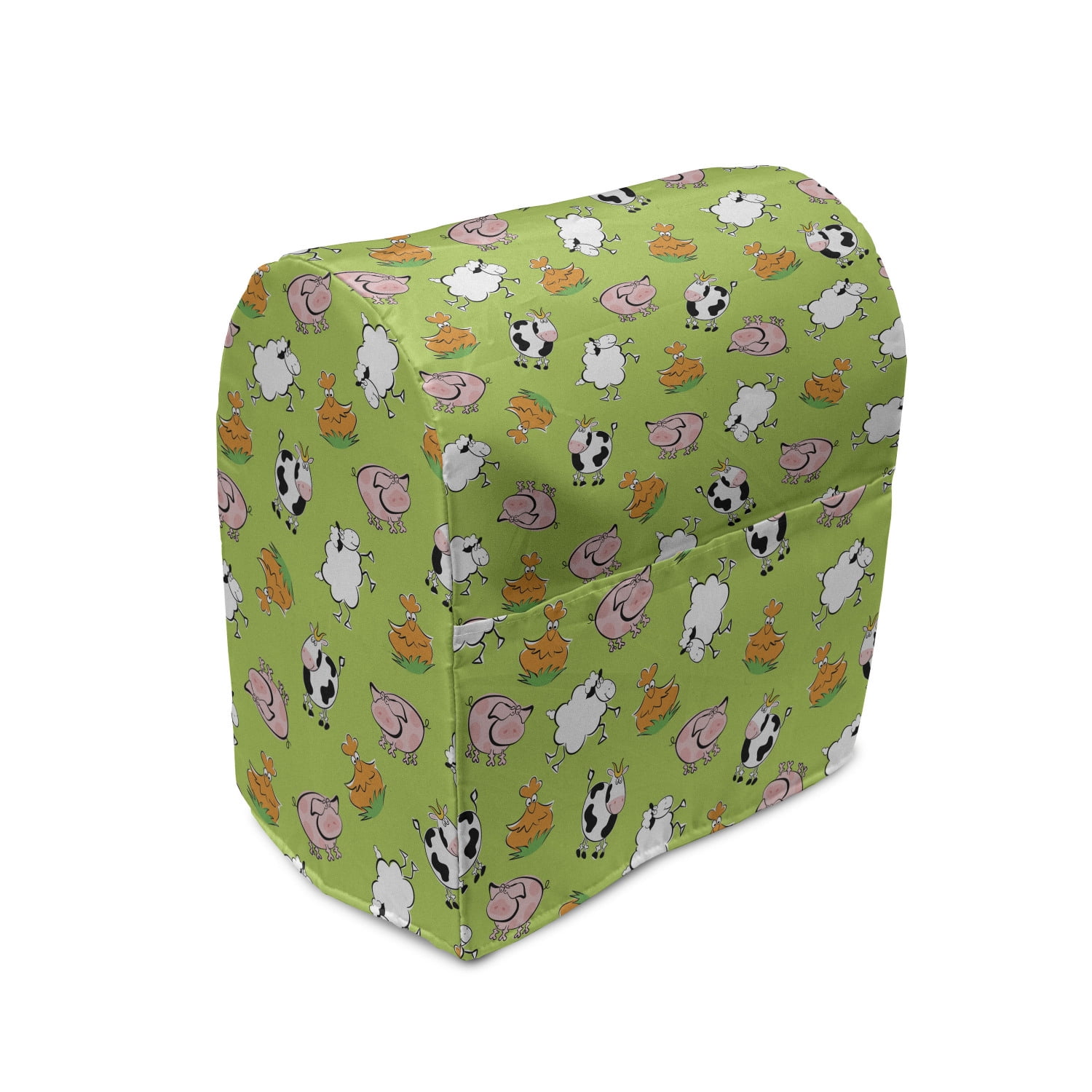 Cattle Stand Mixer Cover, Green Background with Cartoon Cattle Animals ...