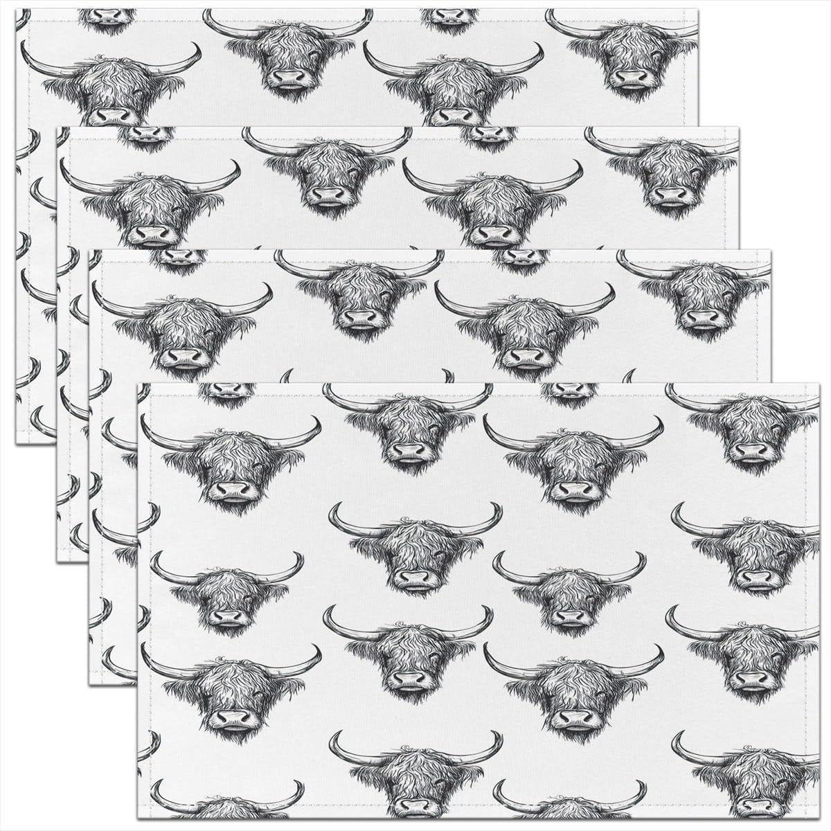 Cattle Table Placemats 18"x12" Wildlife Placemats Set of 4 for Kids ...