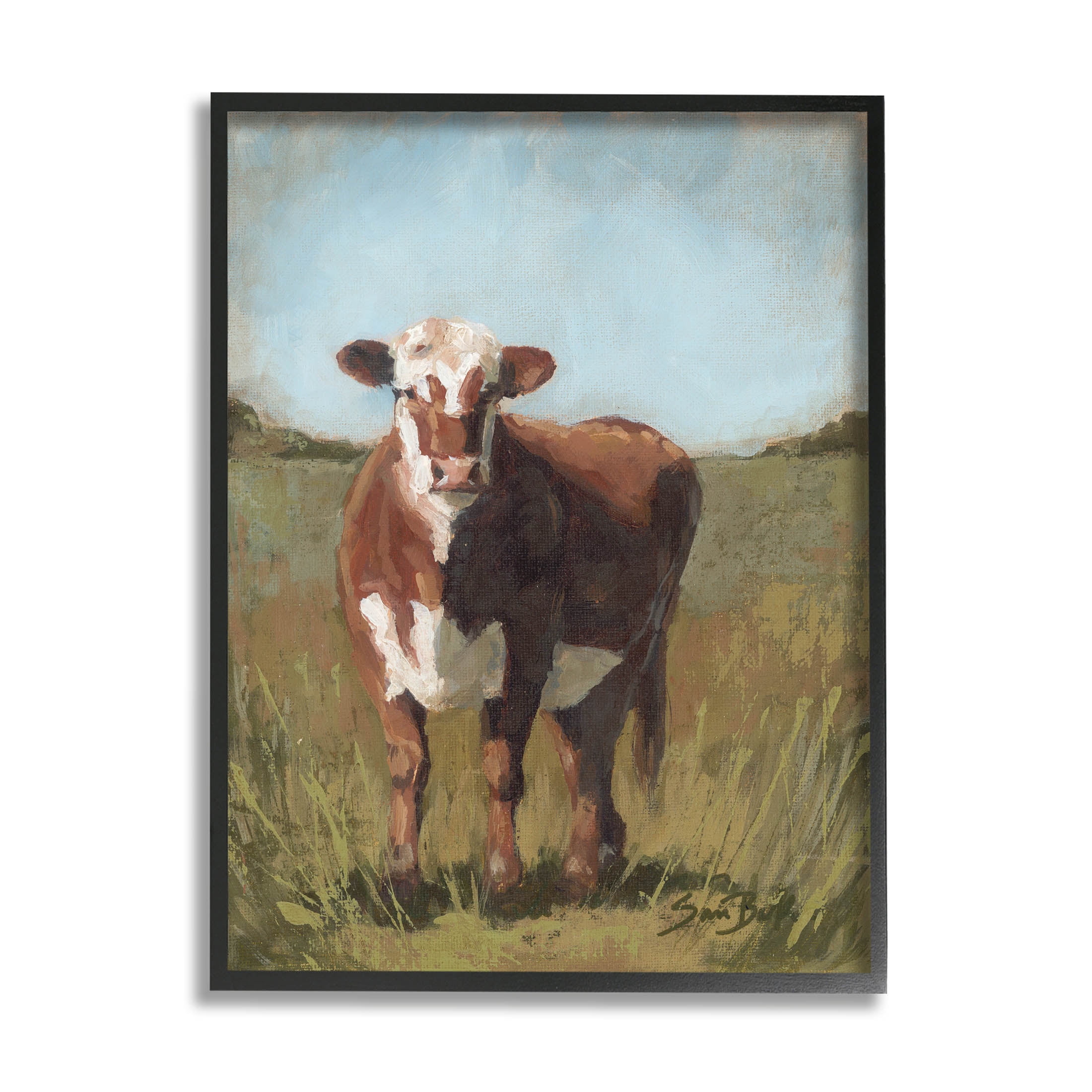 Cattle Vast Countryside Field Animals & Insects Painting Black Framed ...