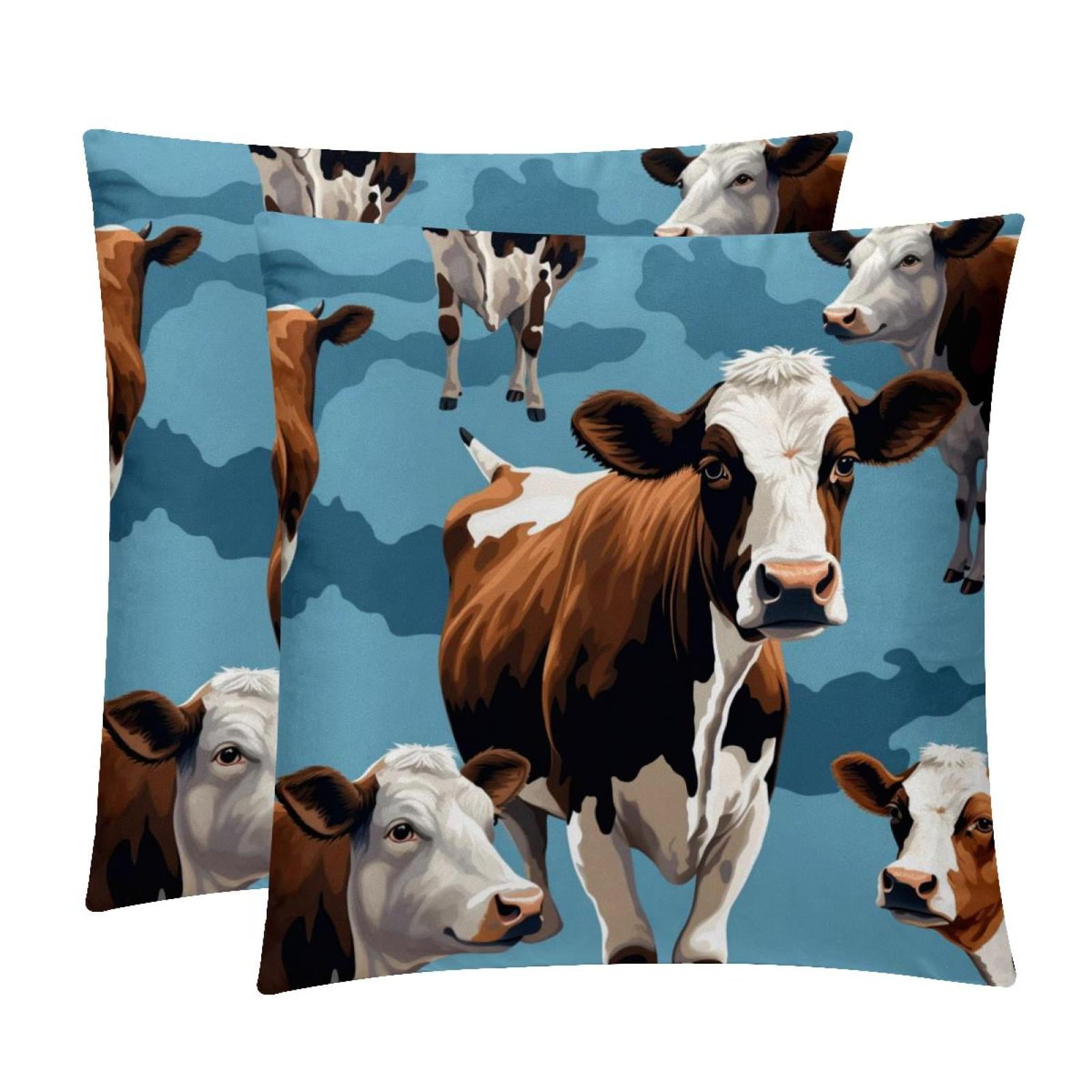 Cattle Velvet Throw Pillow Covers Set of 2 with Unique Patterns for Bed ...