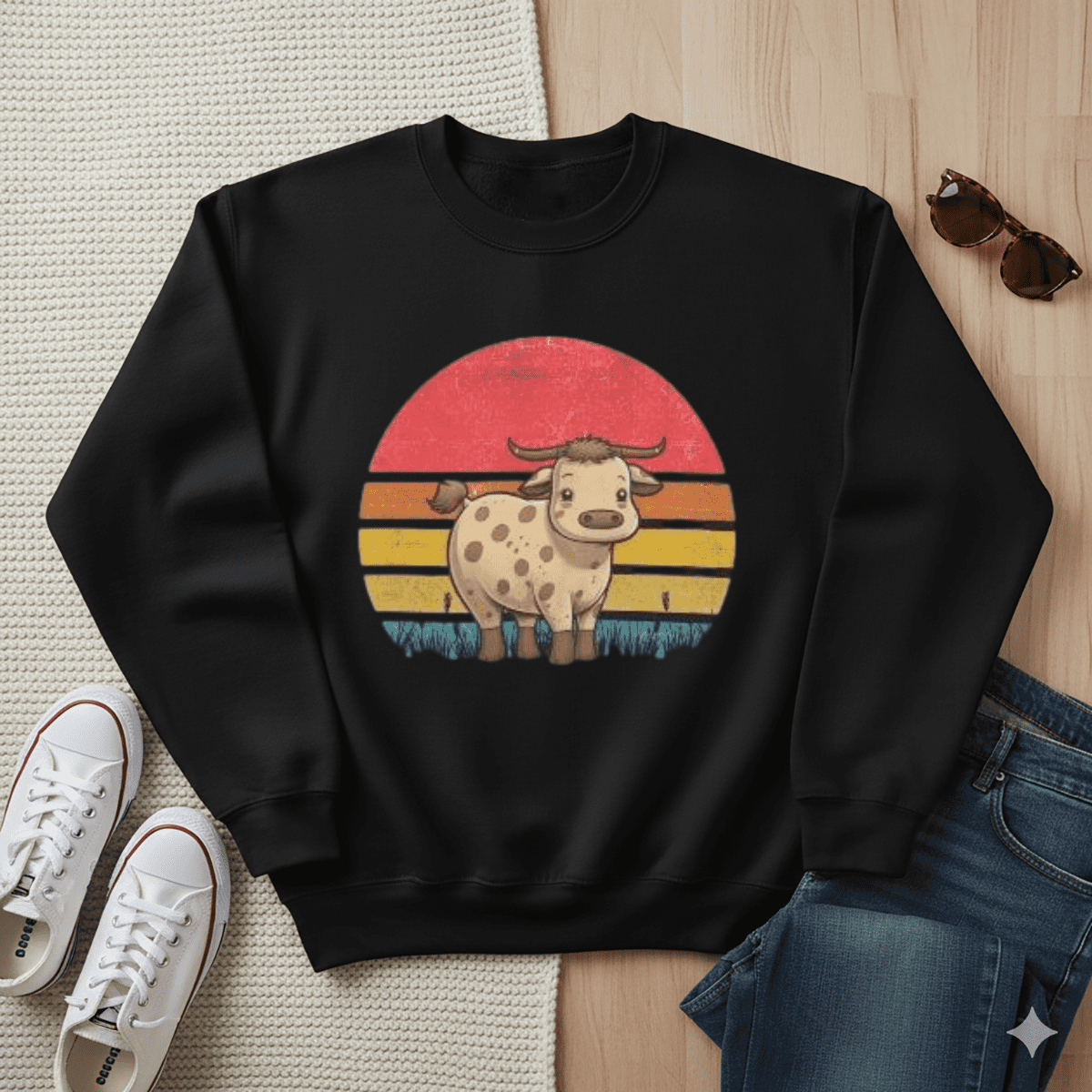 Cattle Vintage Retro Sunset Farm Life Graphic For Farmer Rancher ...