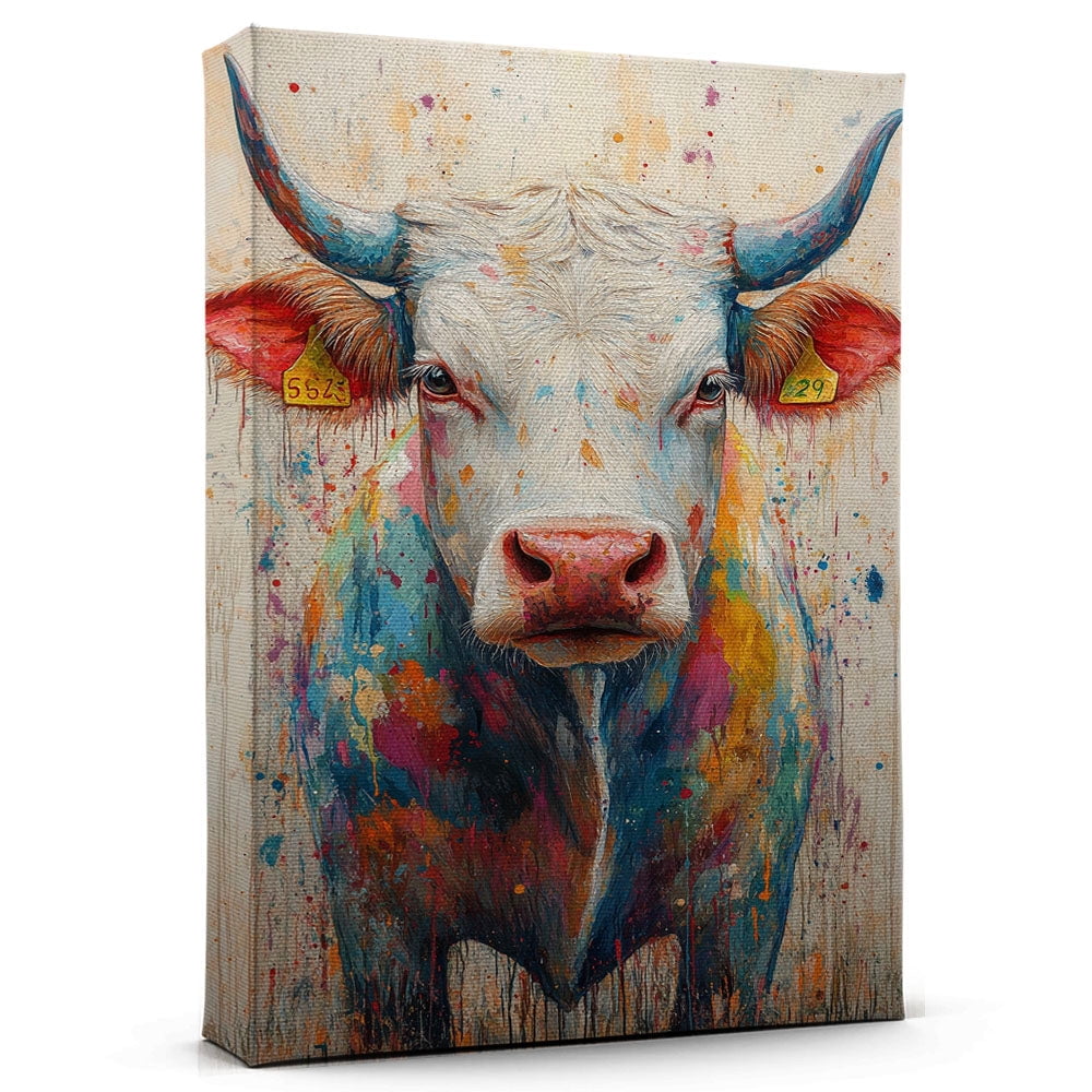 Cattle White Brahman Canvas Painting Animal Artwork,Colorful Cattle ...