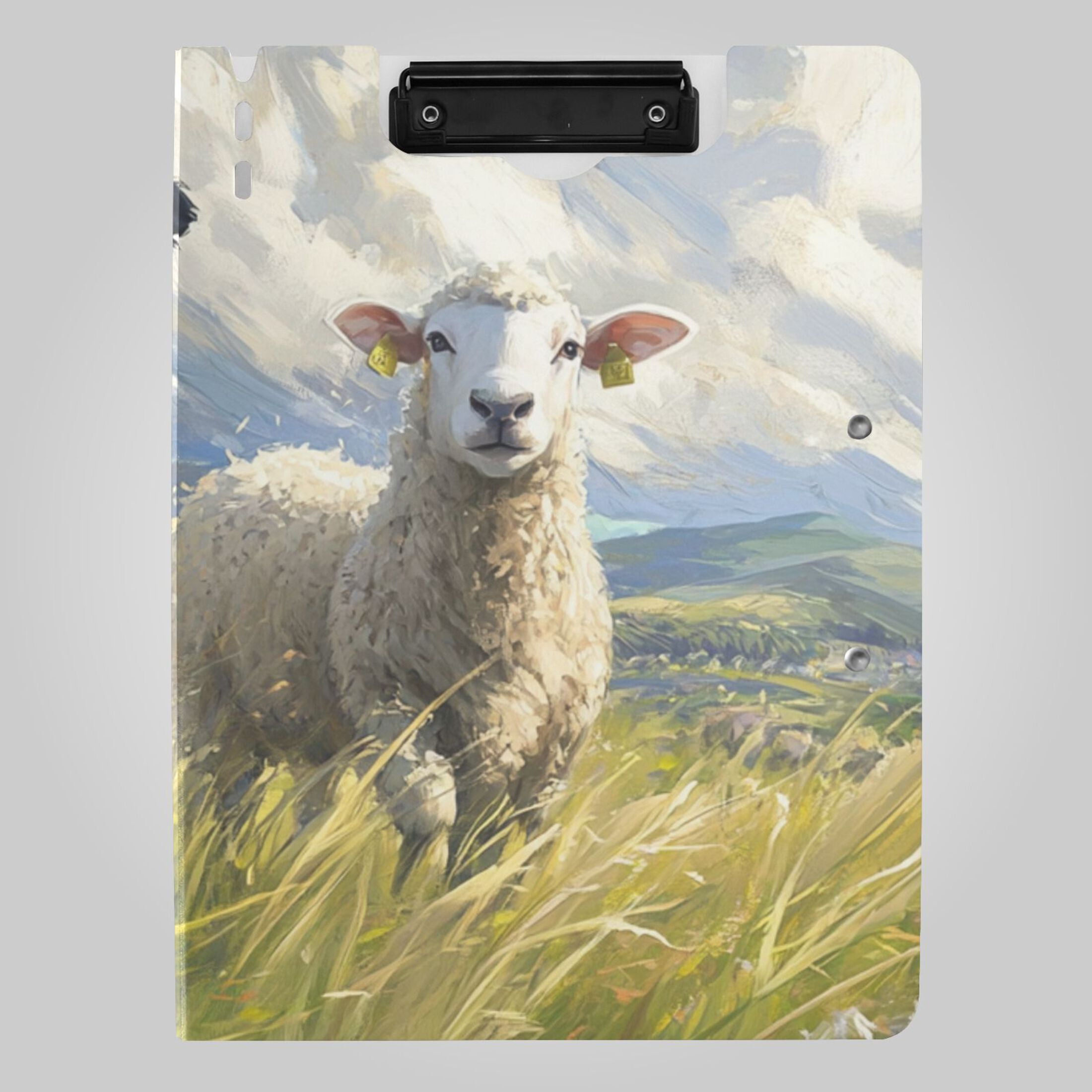 Cattle and Sheep on Grassland Cute Foldable Binder Folder Clipboard ...