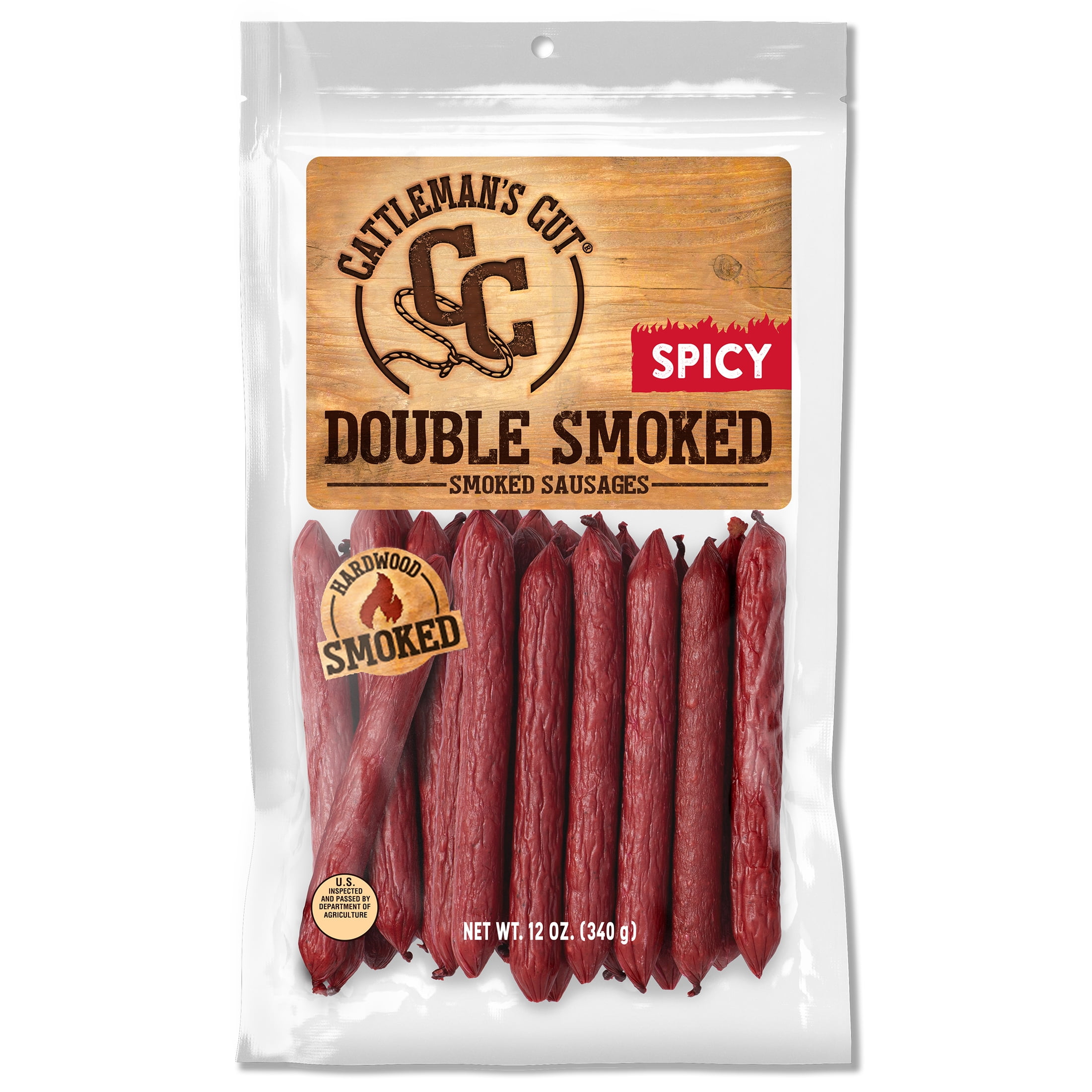 Cattleman's Cut Spicy Double Smoked Sausage Sticks 12oz Resealable Plastic Pouch - Walmart.com