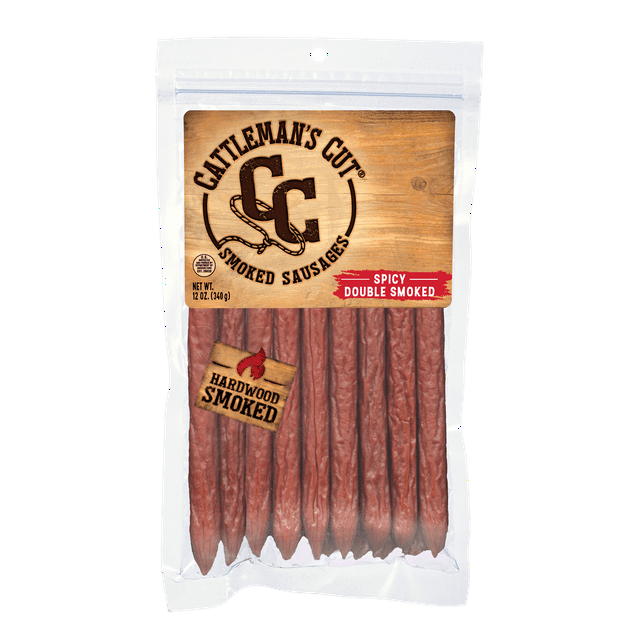 Cattleman's Cut Spicy Double Smoked Sausage Sticks 12oz Resealable ...