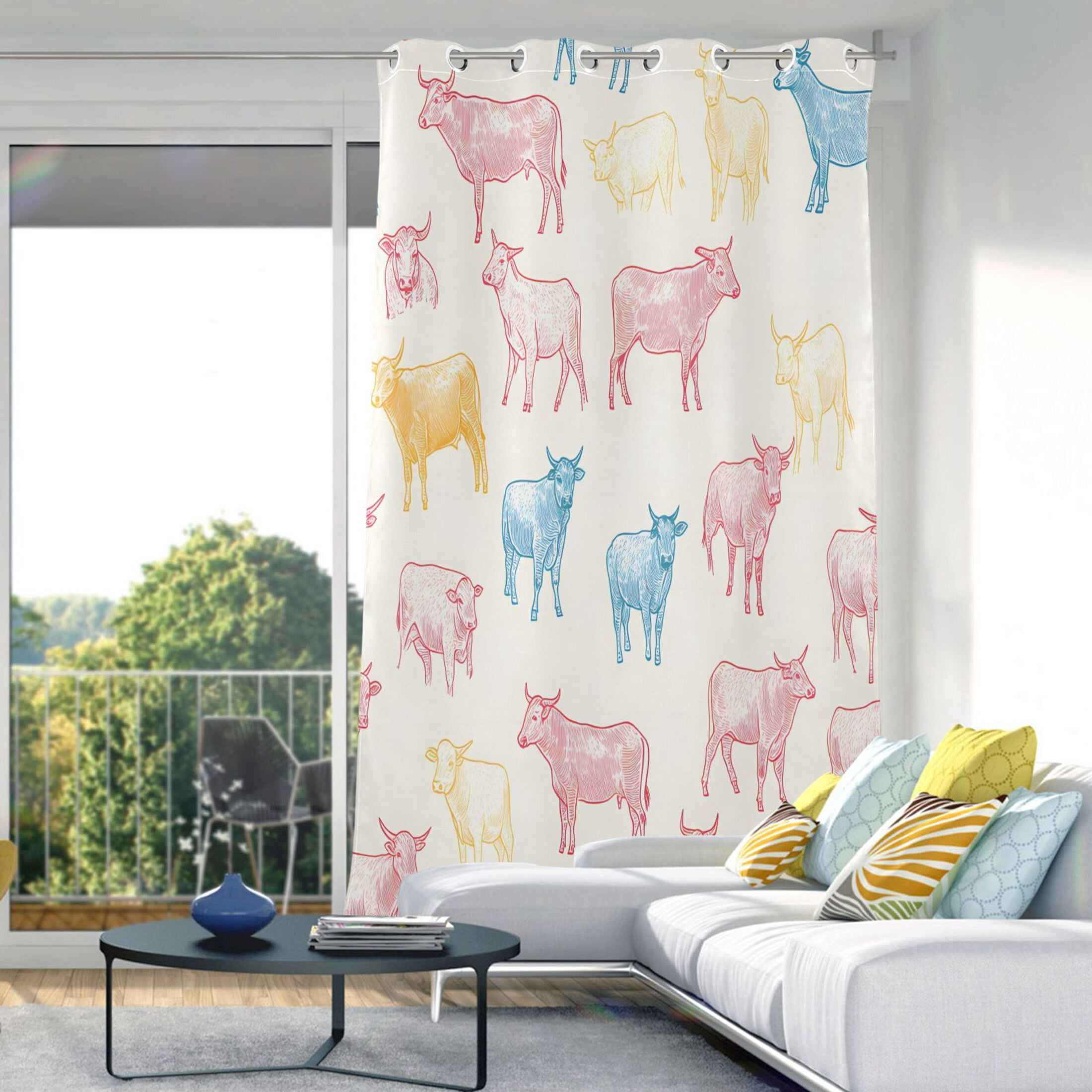Cattles Pattern Blackout Curtains 84"x52" Thermal Insulated Curtain 1 ...