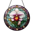 Cattleya Orchid Themed Stained Glass Style Suncatcher for Window Decor ...