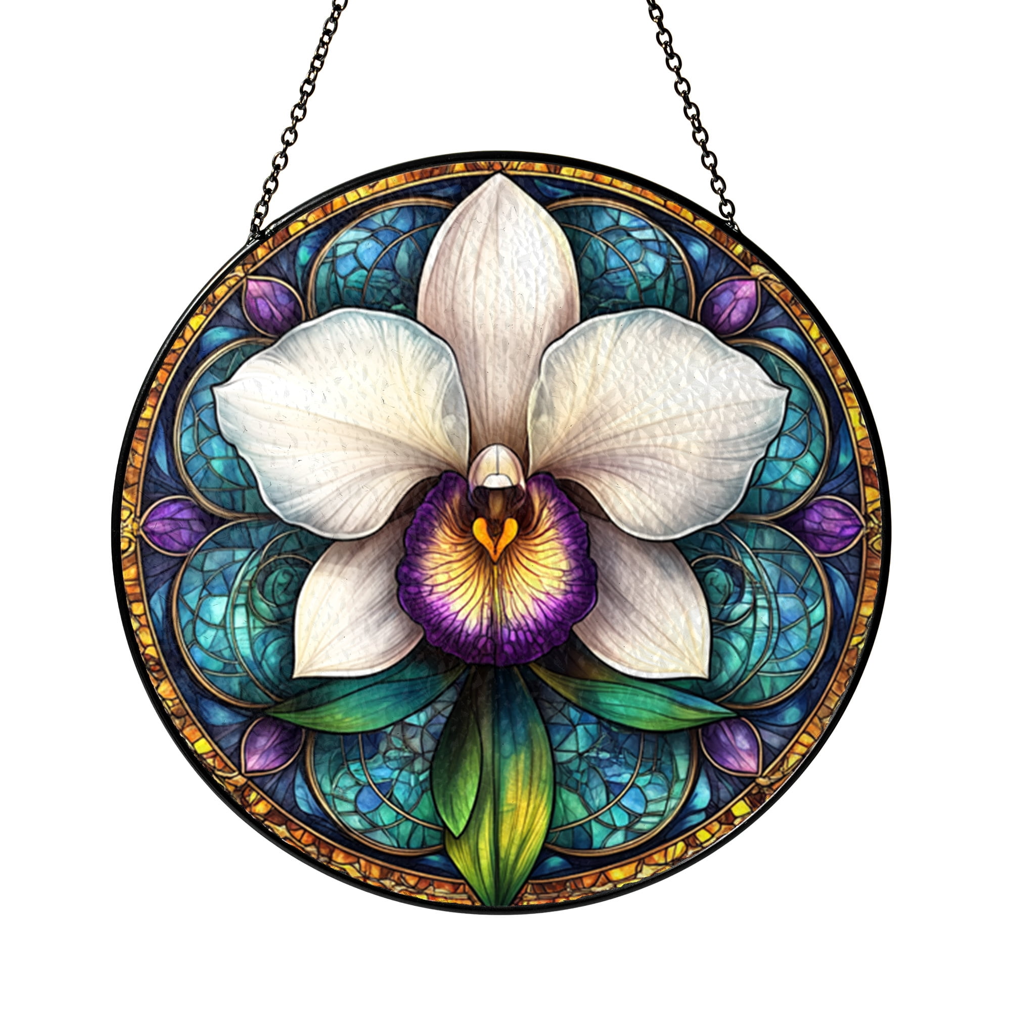 Cattleya Style Orchid Stained Glass Suncatcher – Floral Window Hanging ...